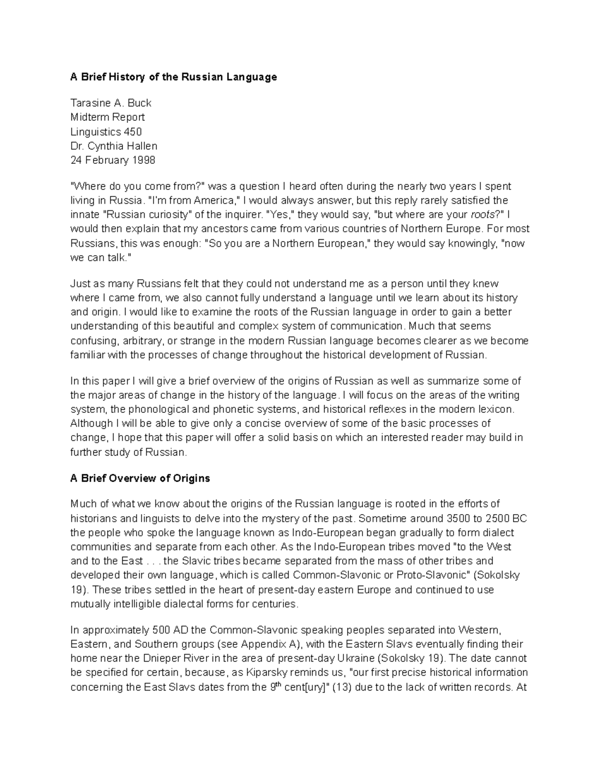 A Brief History of the Russian Language - A Brief History of the ...