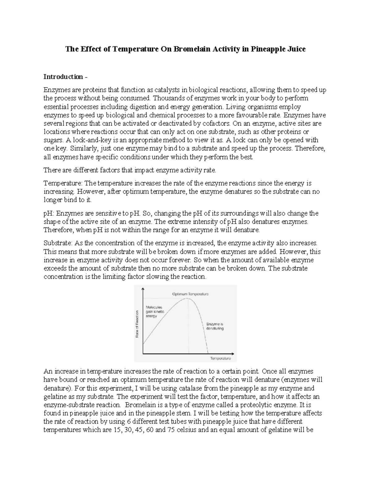 First Hand Investigation - The Effect of Temperature On Bromelain ...