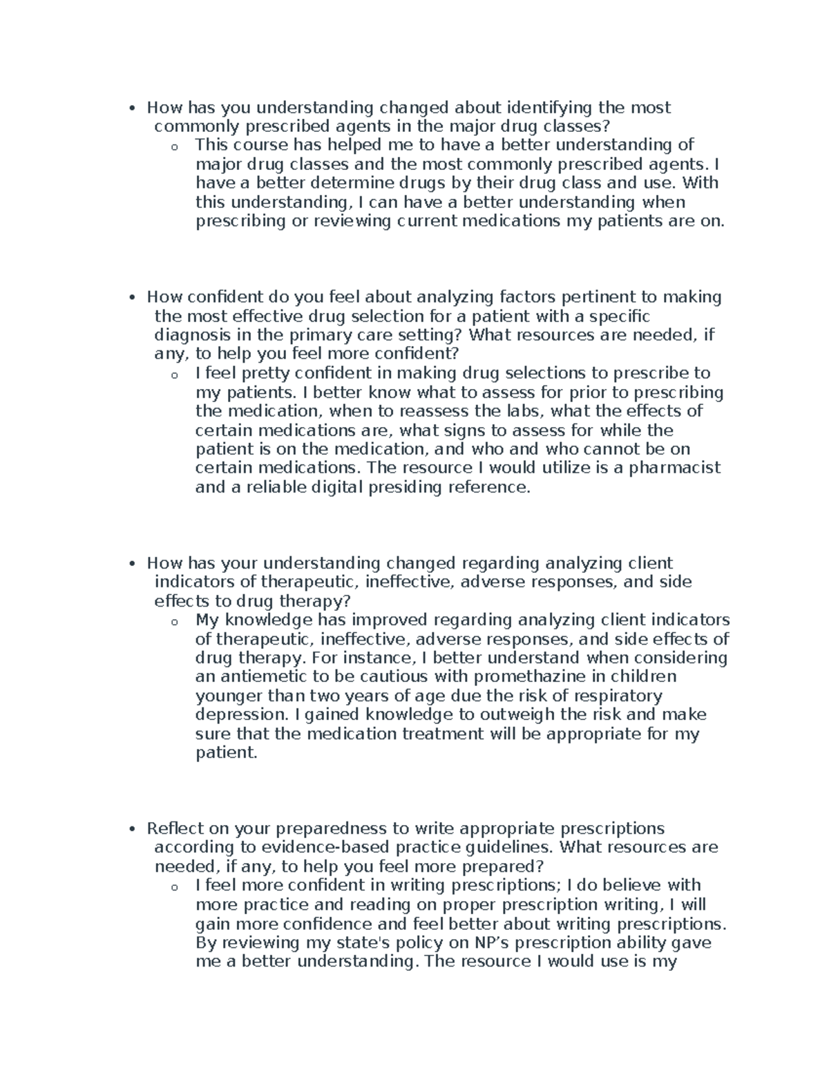 Week 8 Reflection NR565 - How has you understanding changed about identifying the most commonly ...