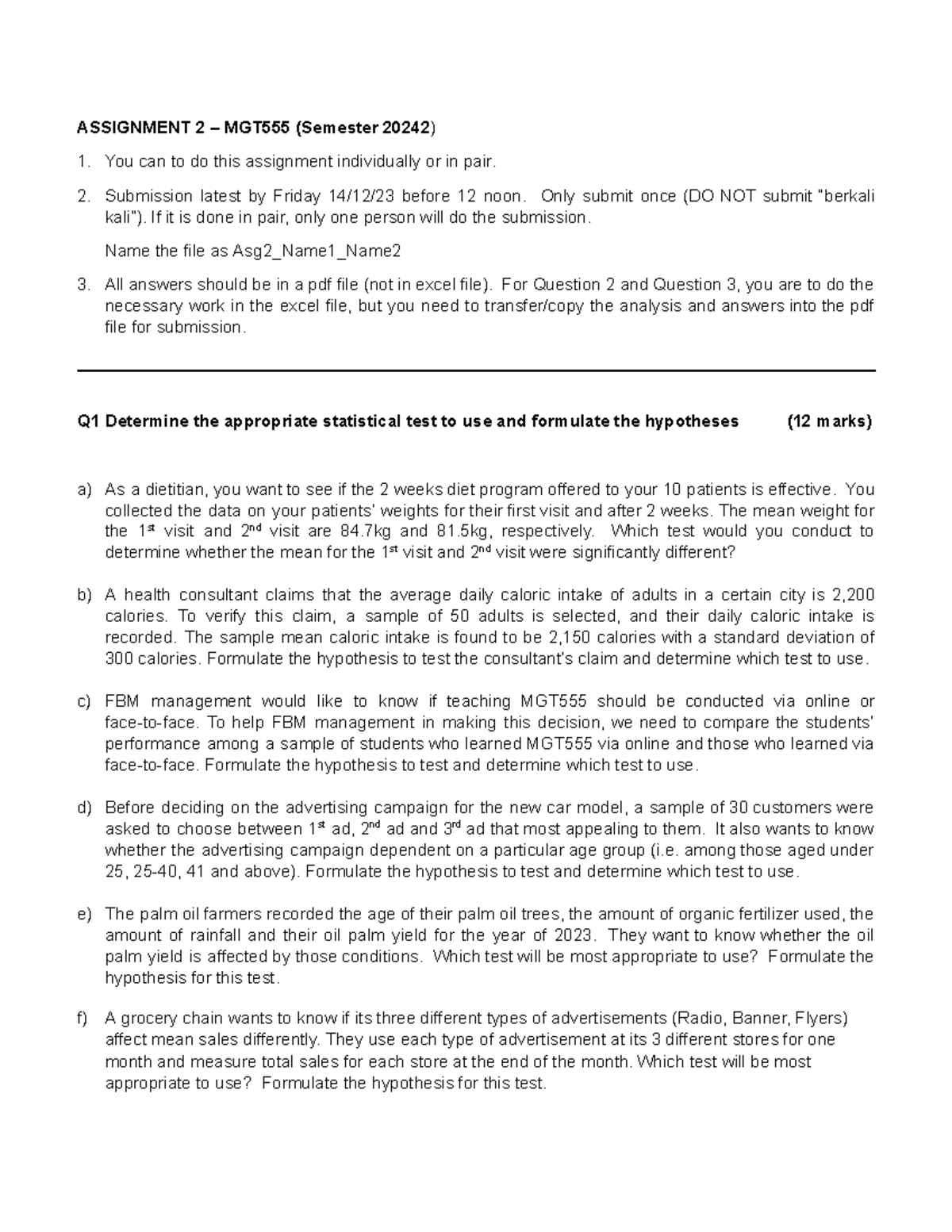 Asg2 MGT555 Sem 20242 - ANSWER - ASSIGNMENT 2 – MGT555 (Semester 20242 ...