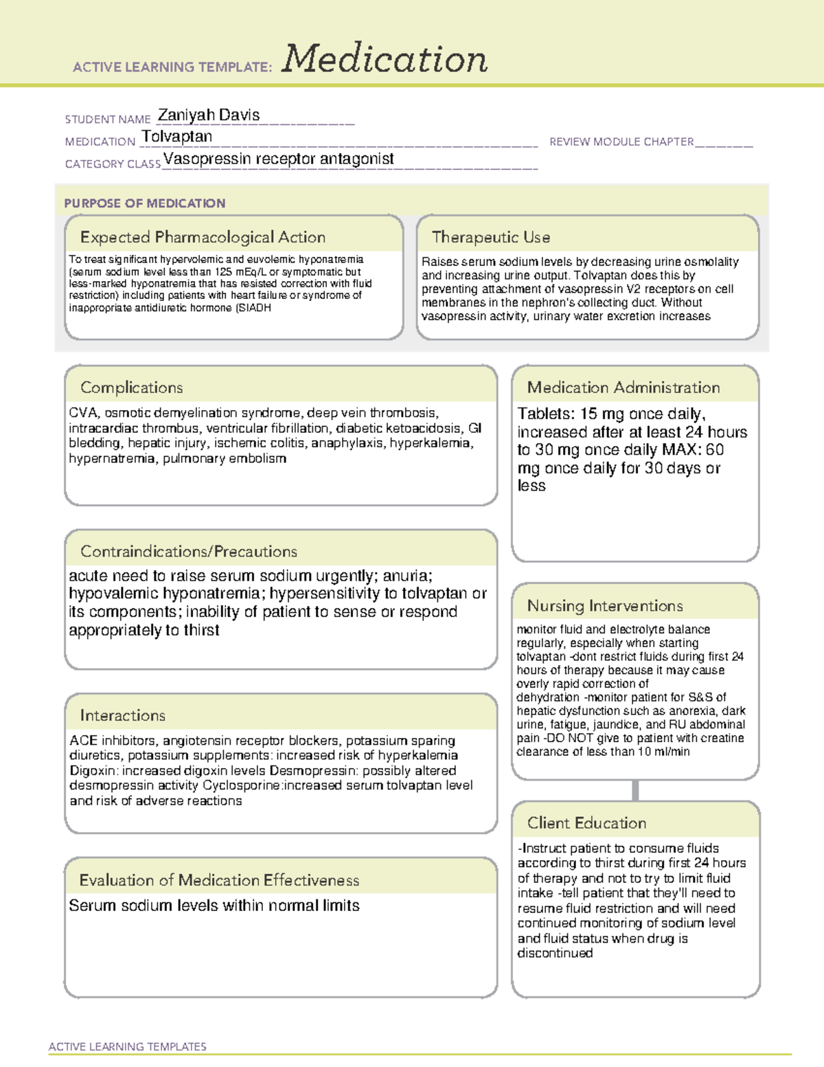 Tolvaptan - Medication - ACTIVE LEARNING TEMPLATES Medication STUDENT ...
