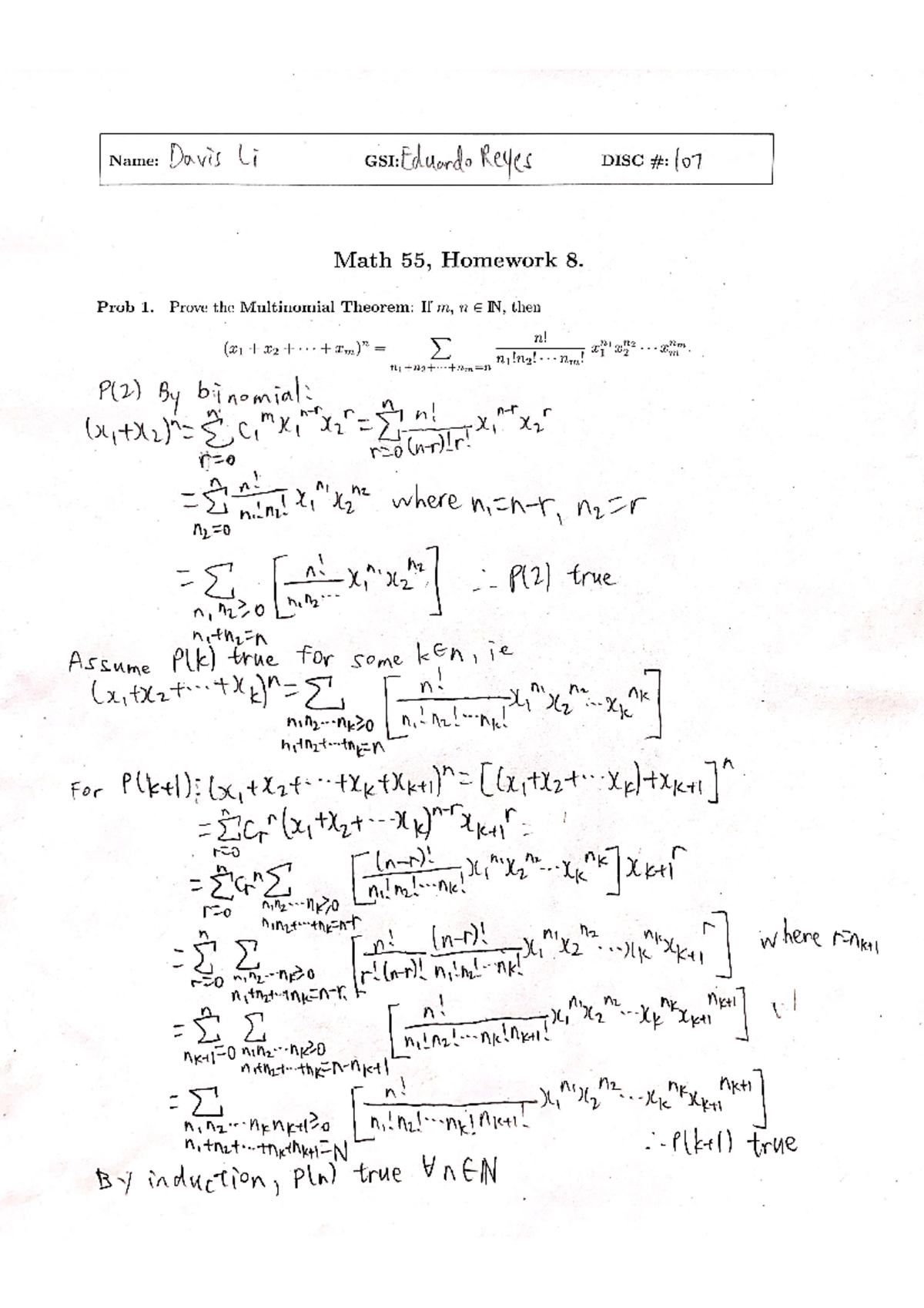 Math 55 Homework 8 MATH 55 Studocu