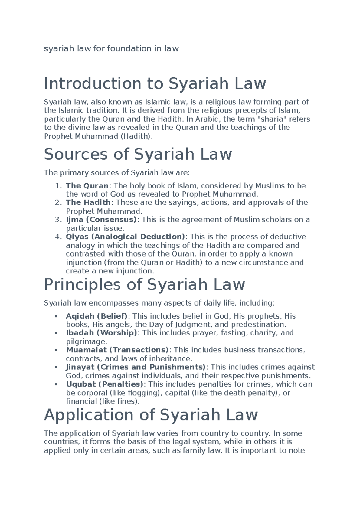 Syariah law for foundation in law - syariah law for foundation in law ...