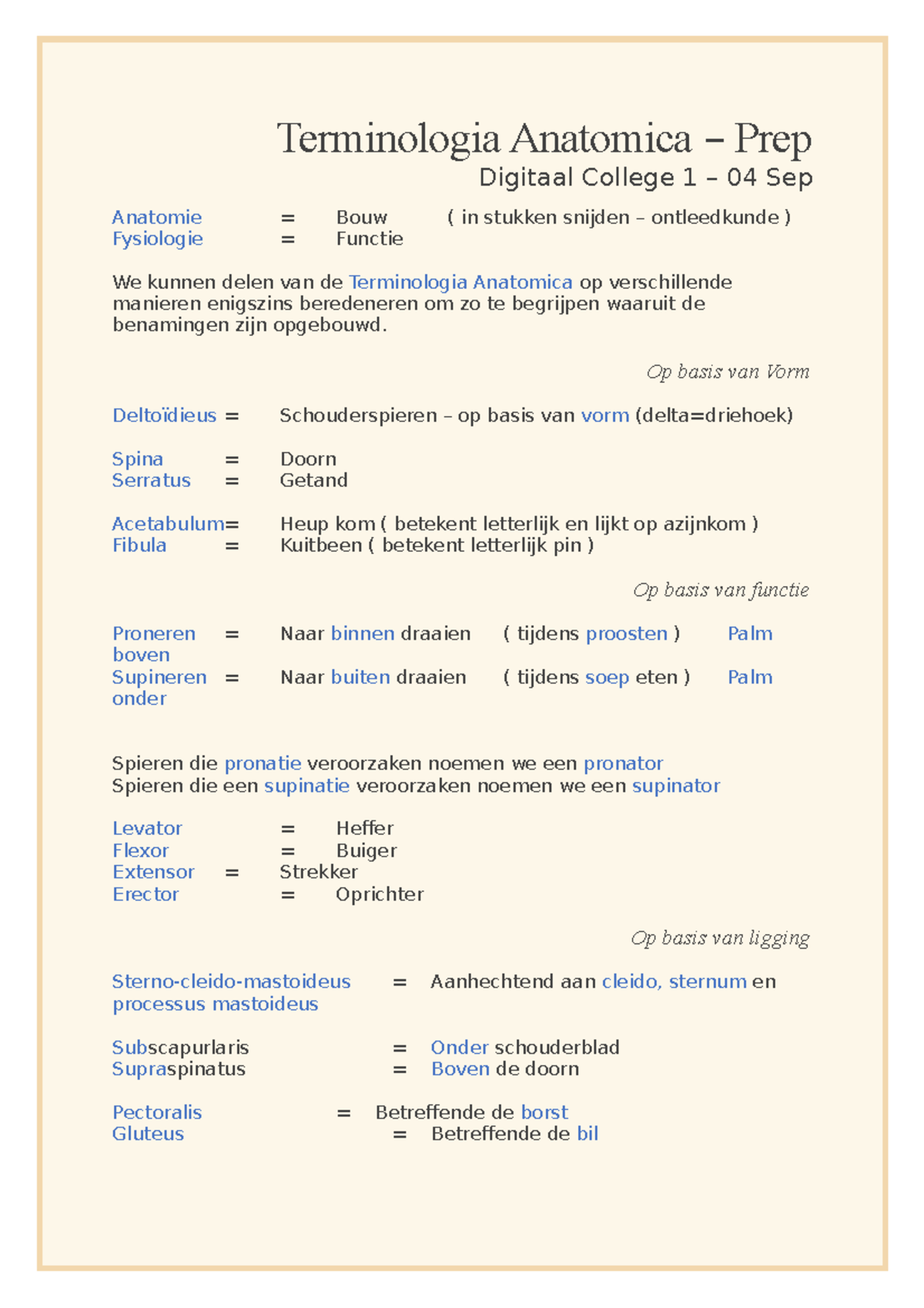 Prep Week 1 Terminologia Anatomica - Terminologia Anatomica – Prep ...