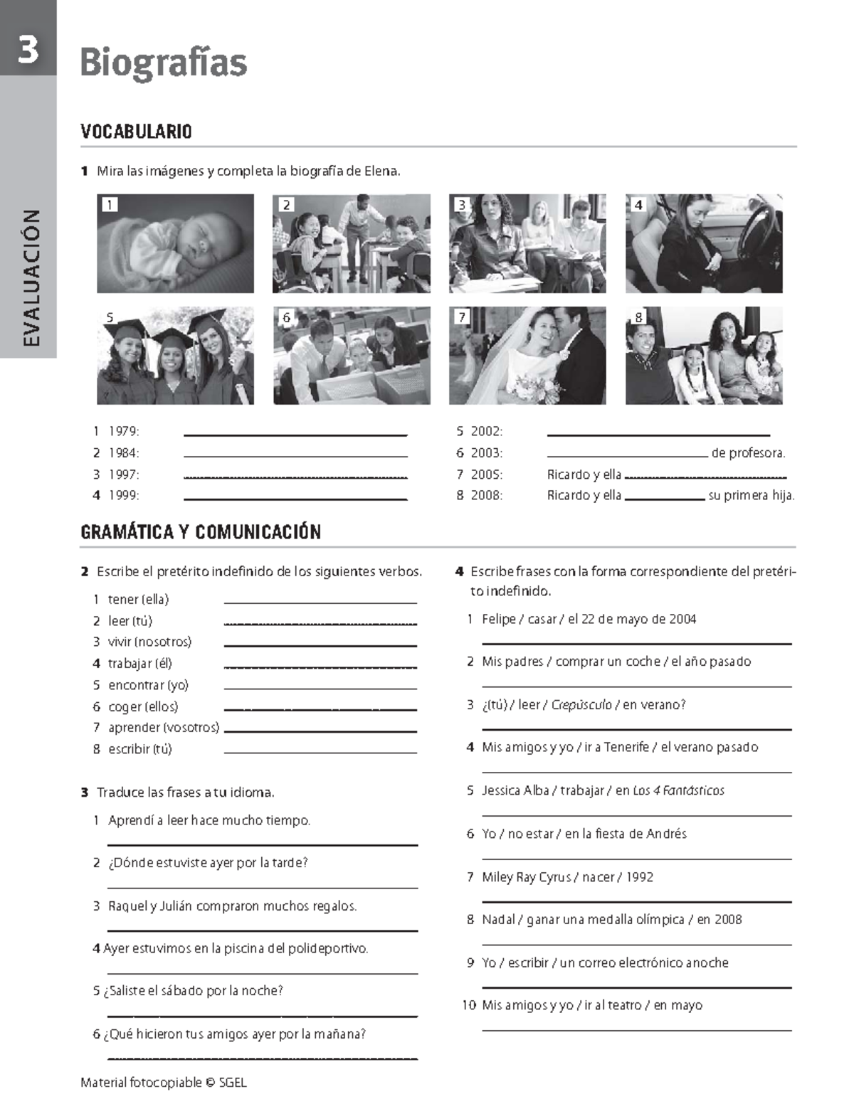 Biografia - 4kl - EVALUACIÓN Material fotocopiable © SGEL Biografías 3 ...