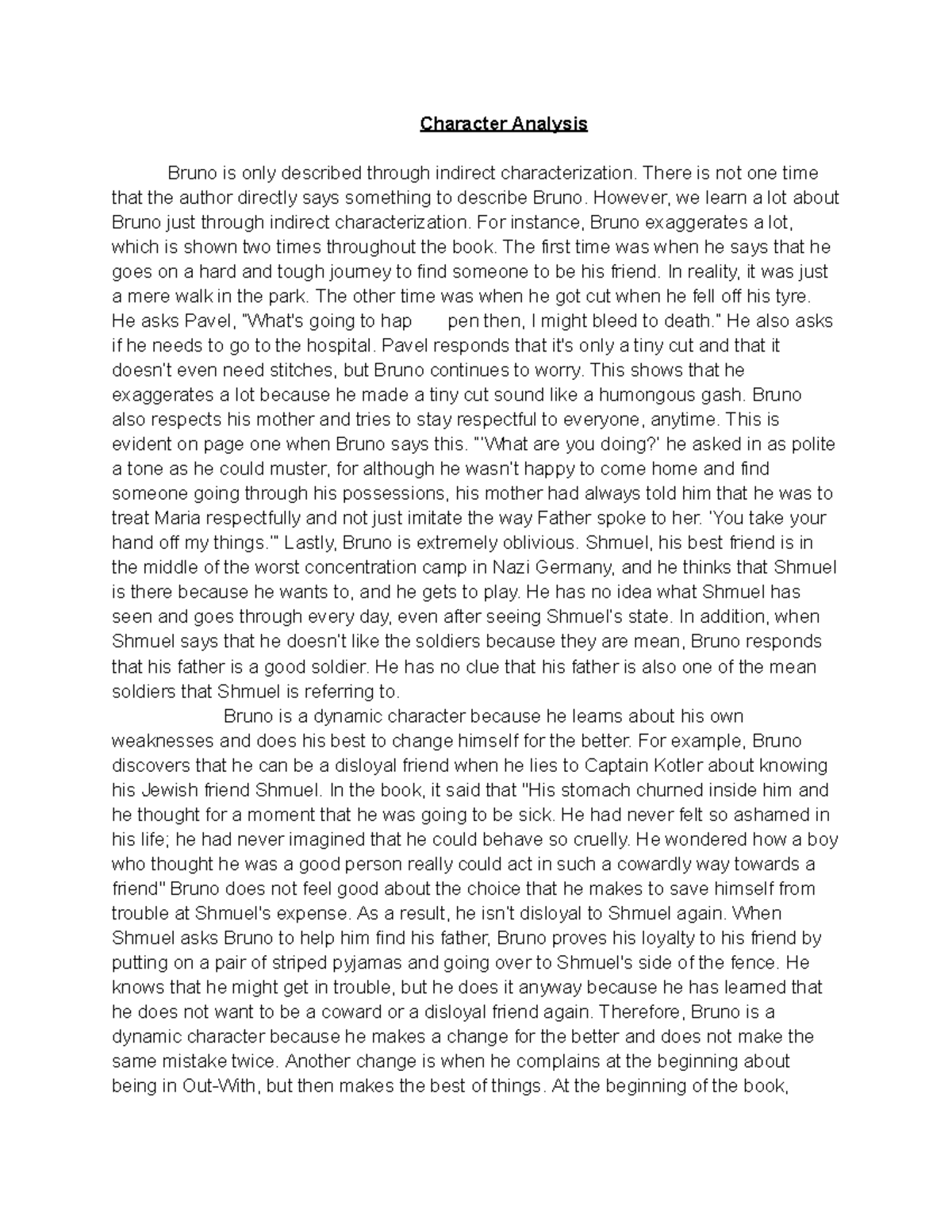 Character Analysis The Boy In The Striped Pajamas - Language G7 ...