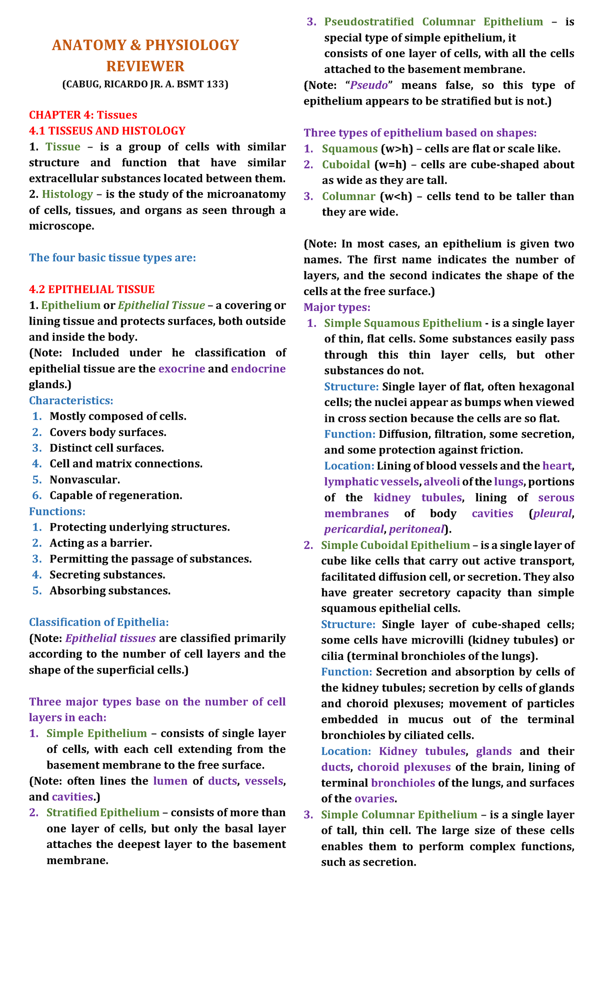 Anaphy-Chapter-4 - kjhbhgb jhn - ANATOMY & PHYSIOLOGY REVIEWER (CABUG ...