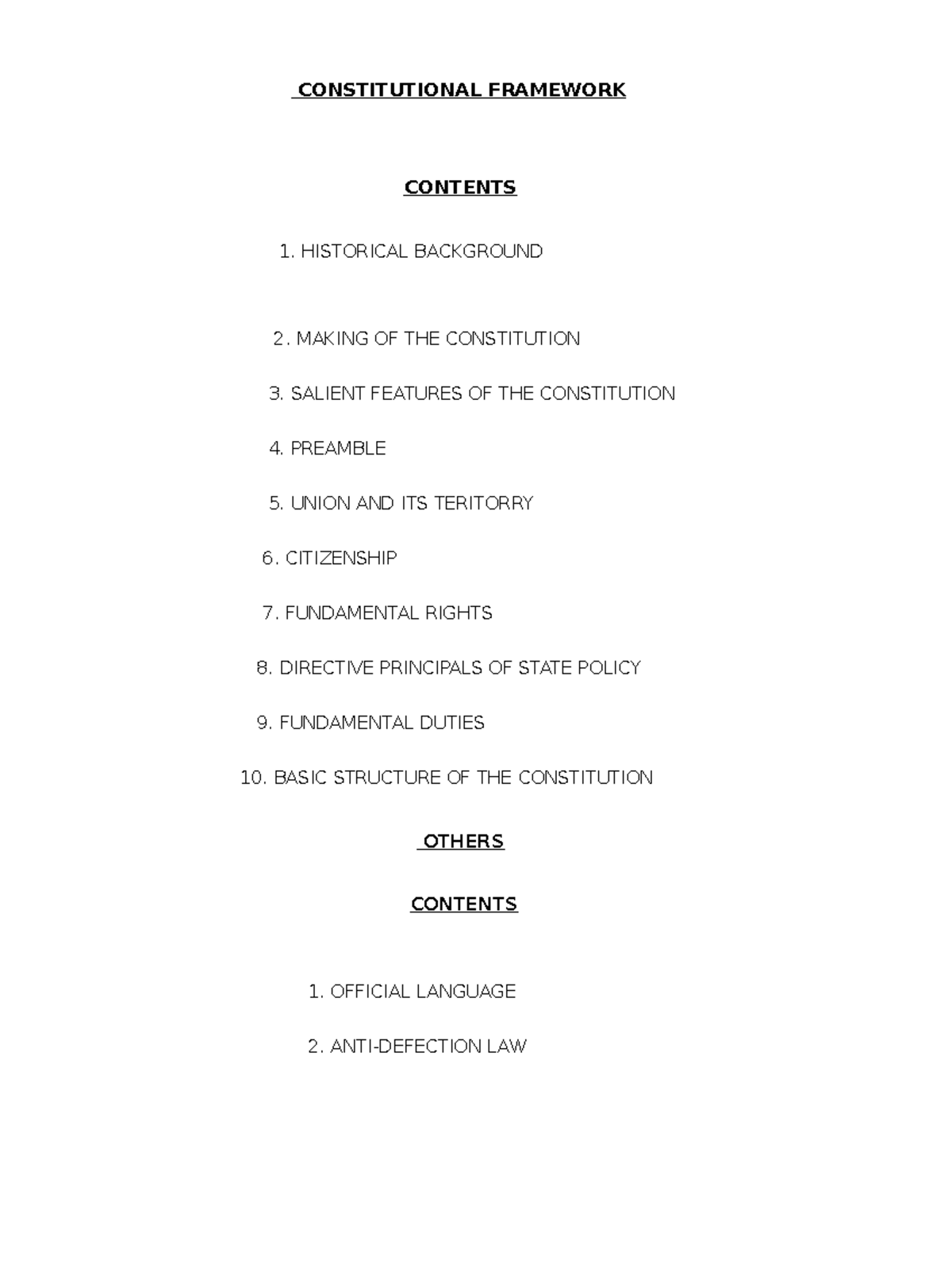 Constitutional Framework - CONSTITUTIONAL FRAMEWORK CONTENTS 1 ...