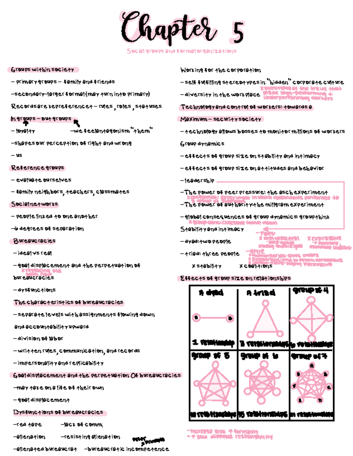 Ch 5 Sociology Notes - Chapt 5 Social groups and formal organizations ...