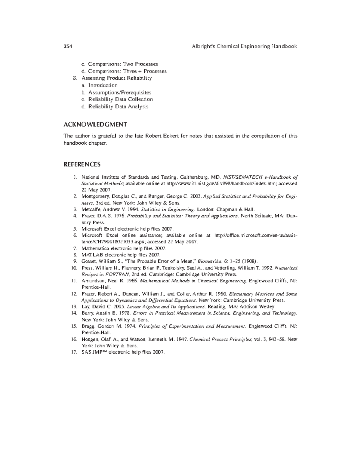 Albright's Chemical Engineering - Comparisons: Two Processes d ...