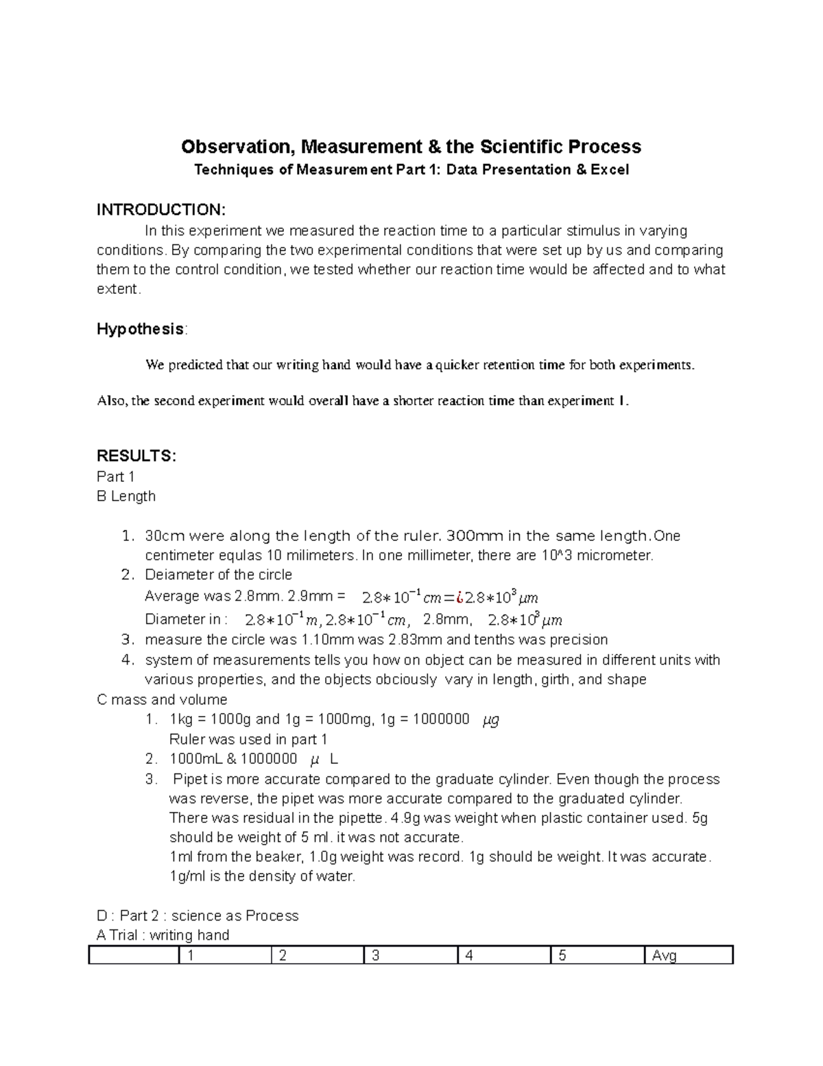 Observation, Measurement & the Scientific Process - comparing the two ...