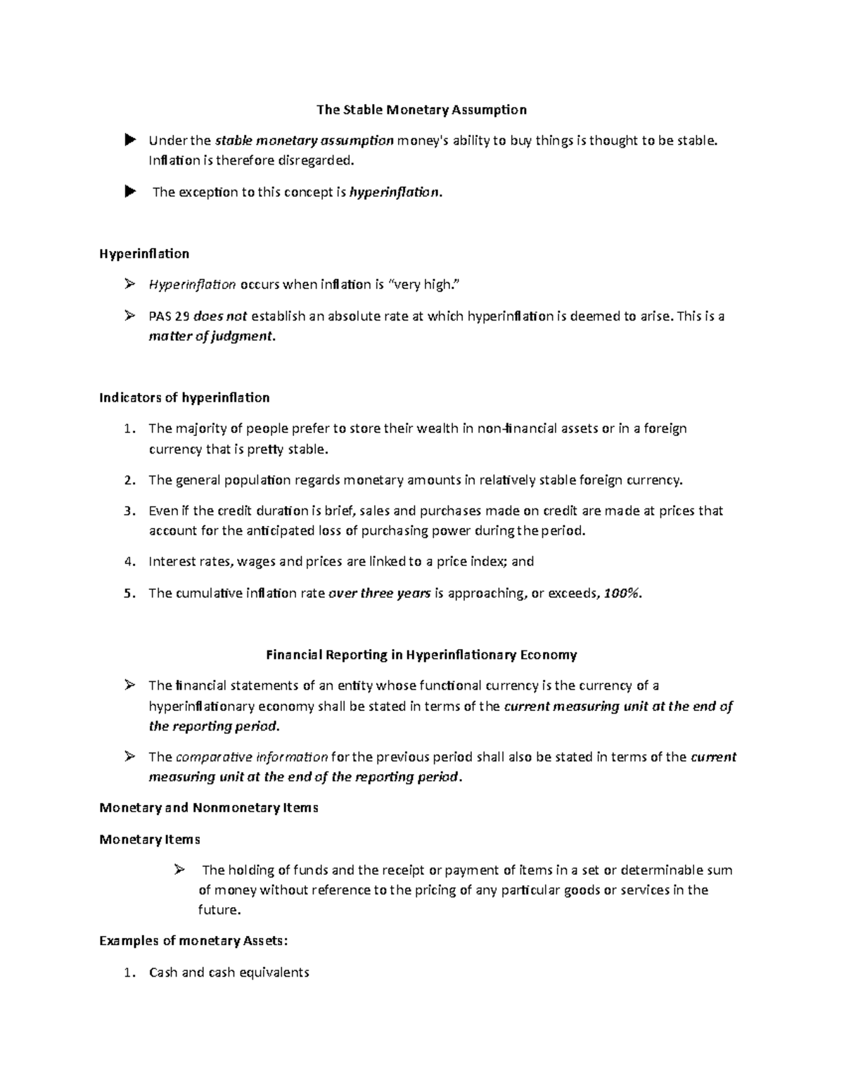 Concepts in Hyperinflation - The Stable Monetary Assumption Under the ...