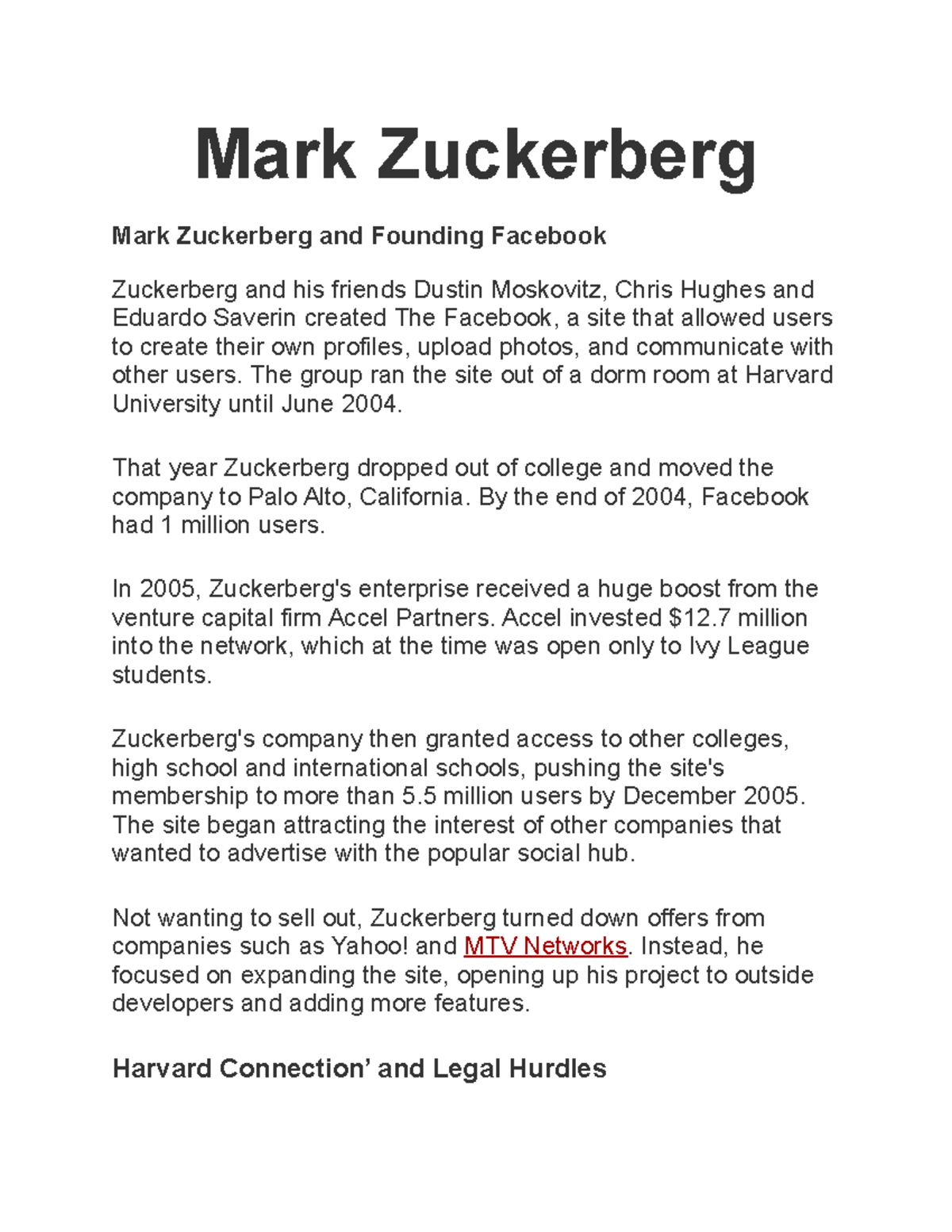 Mark Zuckerberg - The group ran the site out of a dorm room at Harvard ...