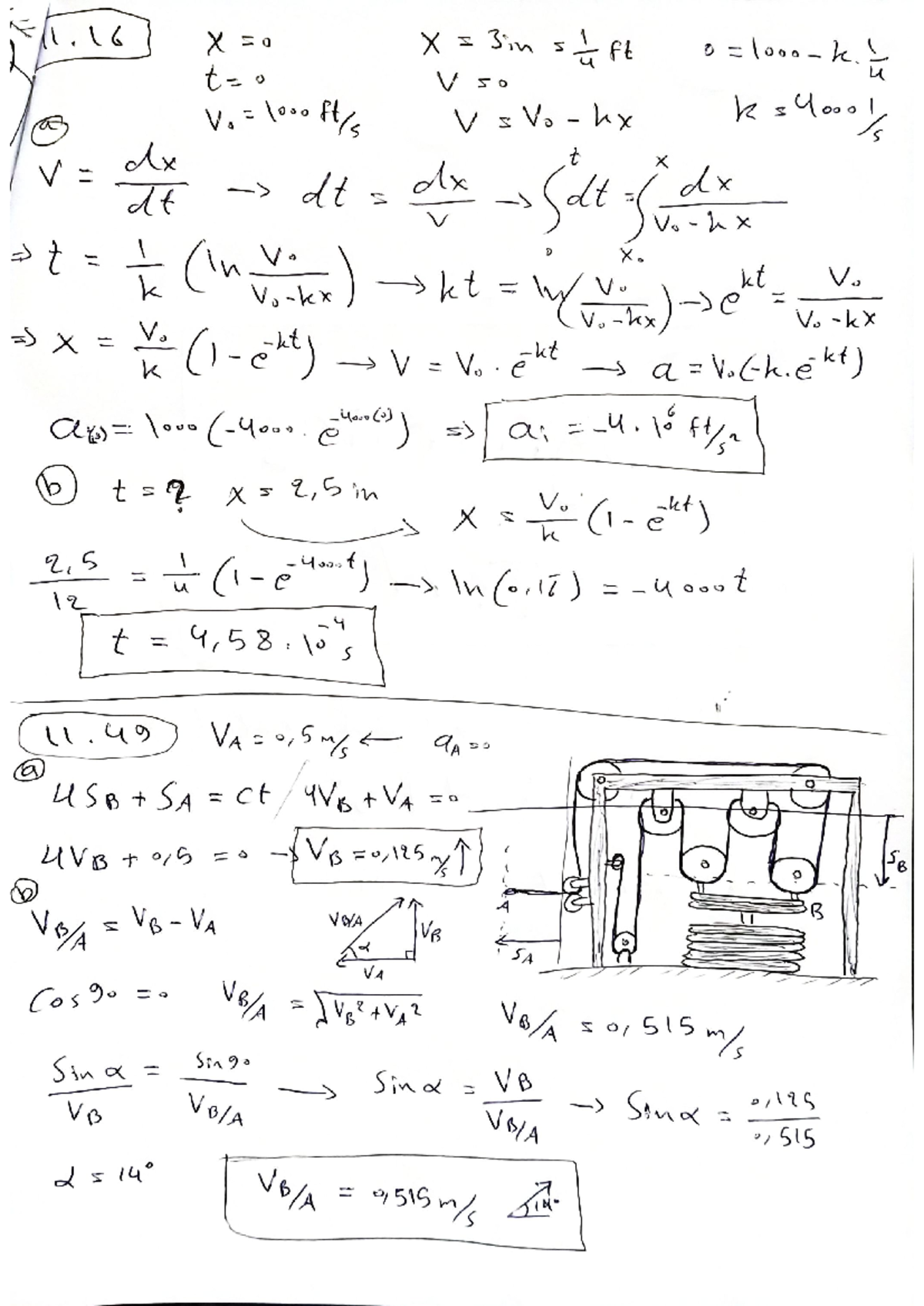 Dynamics HW - Assignment for 4th semester - 1 X I 3in V so a V s Vo hx k V dx t dt dt s dx Sdt ...