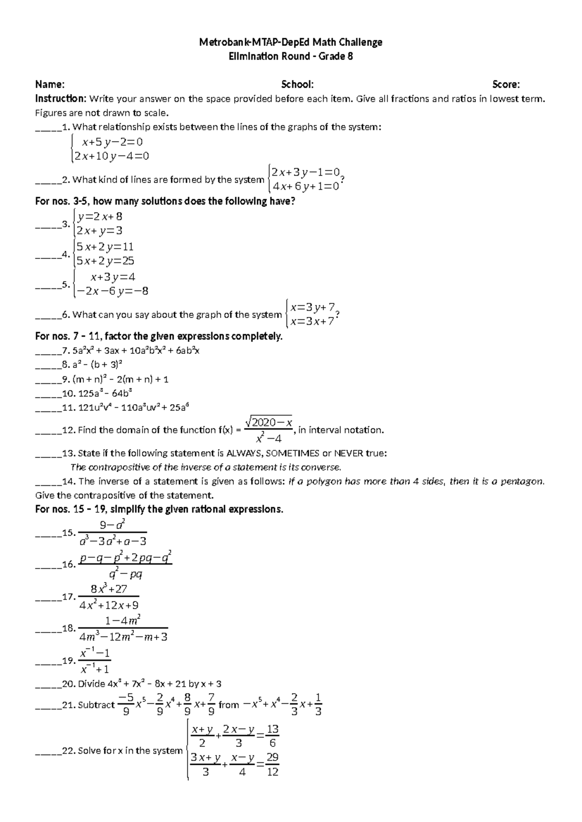 Metrobank-MTAP-Grade 8 - Metrobank-MTAP-DepEd Math Challenge ...
