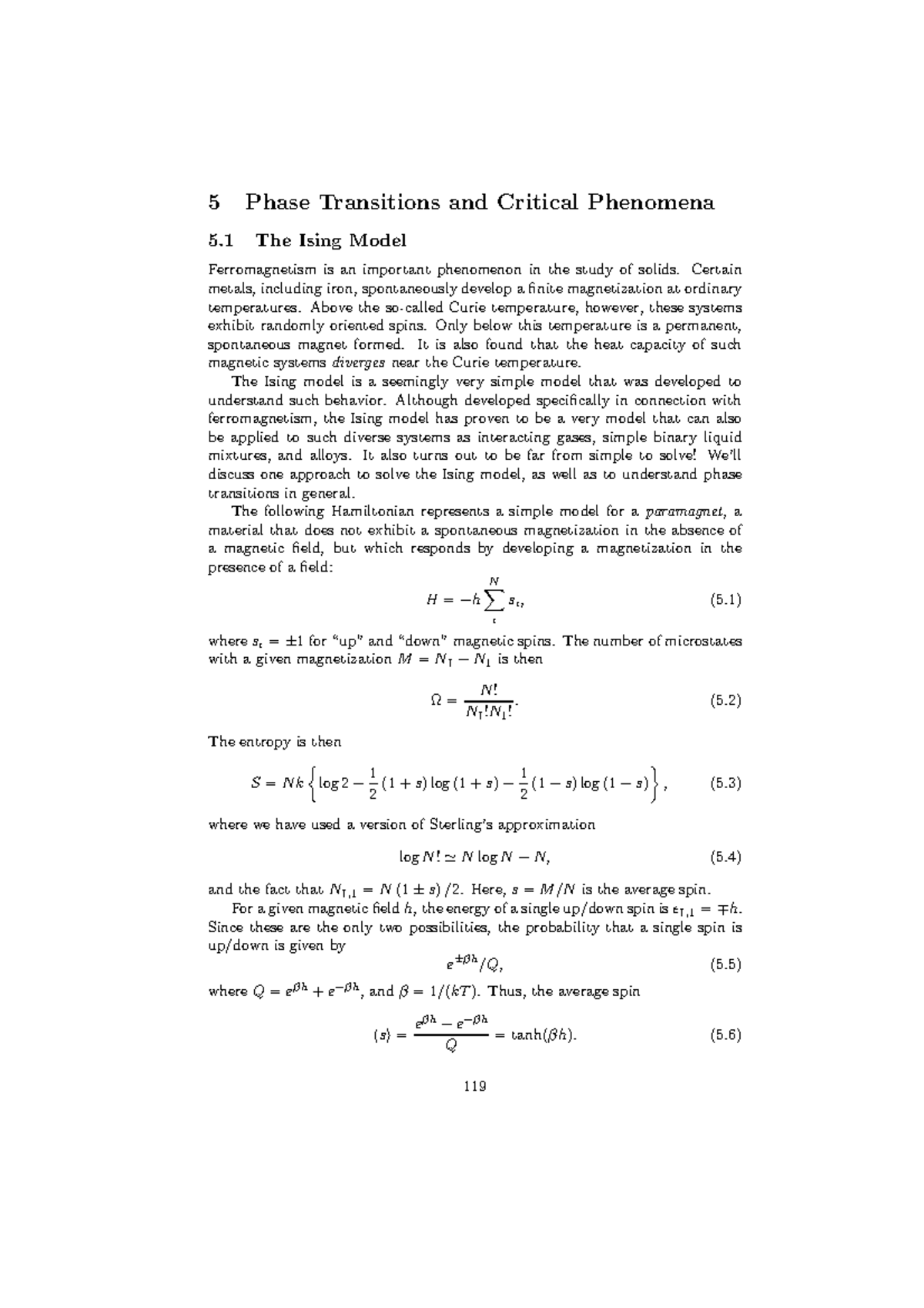 Physics I : Phase Transitions and Critical Phenomena - Critical ...