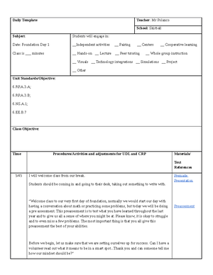 6th grade Math-Summer School Problem solving DAY 1 LP - Day 1 Lesson ...
