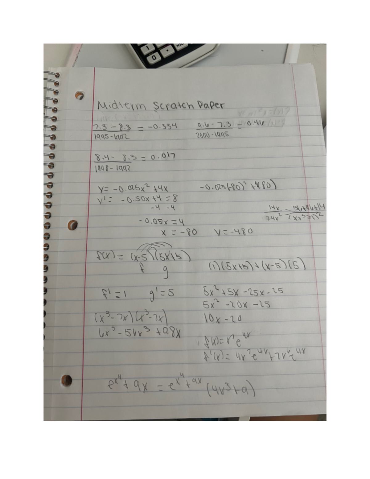 Midterm Scratch paper - Practice problems - Midterm scratch Paper 7.3-8 ...