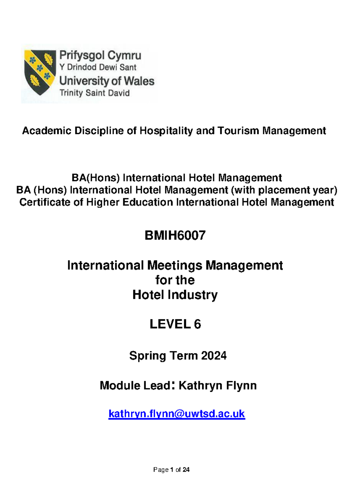 IMM Module Handbook Spring April Term 2024 KF Draft Copy PDF - Academic ...