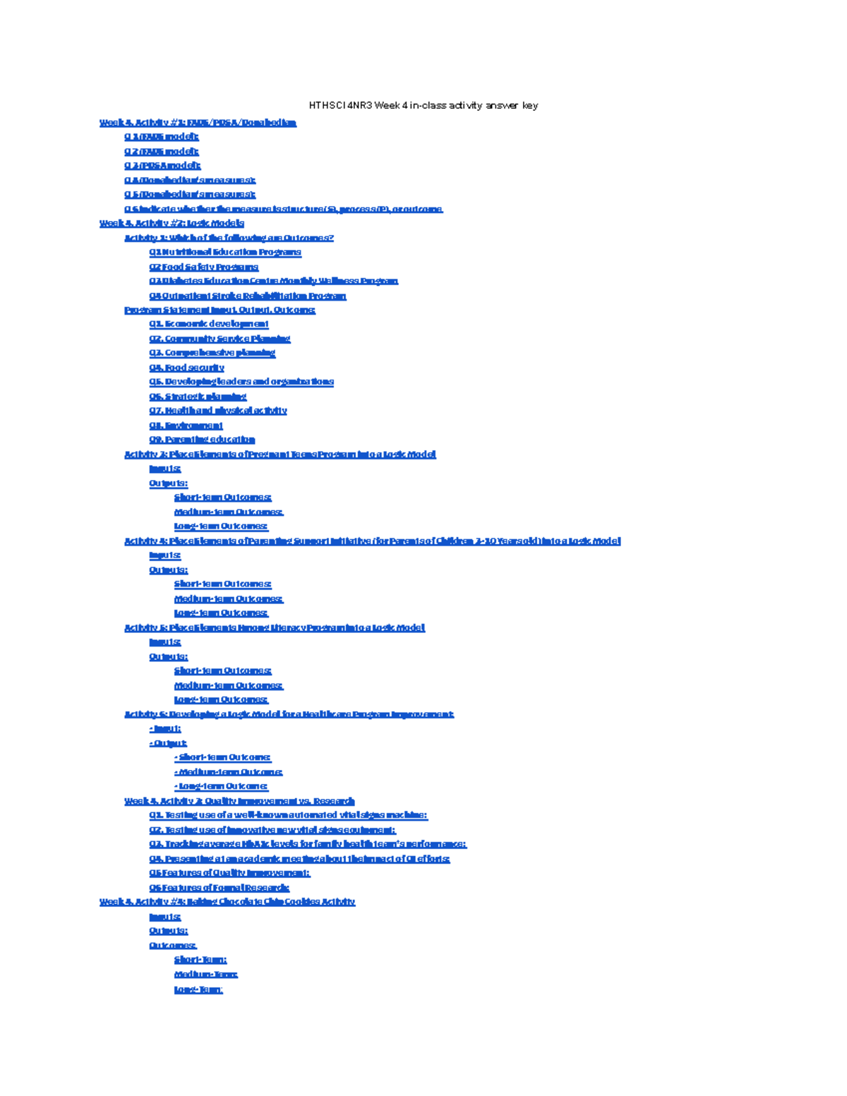 Week 4 activity 1-4 answer sheet - ####### HTHSCI 4NR3 Week 4 in-class ...