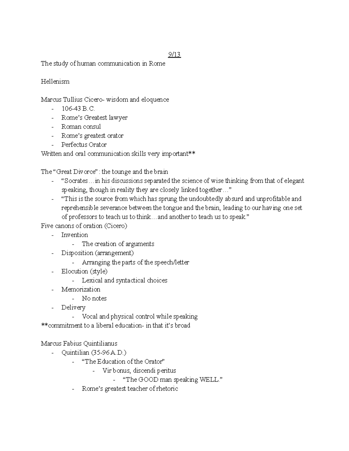 Comm 1014 Notes pt. 2 - Comm Major - 9/ The study of human ...