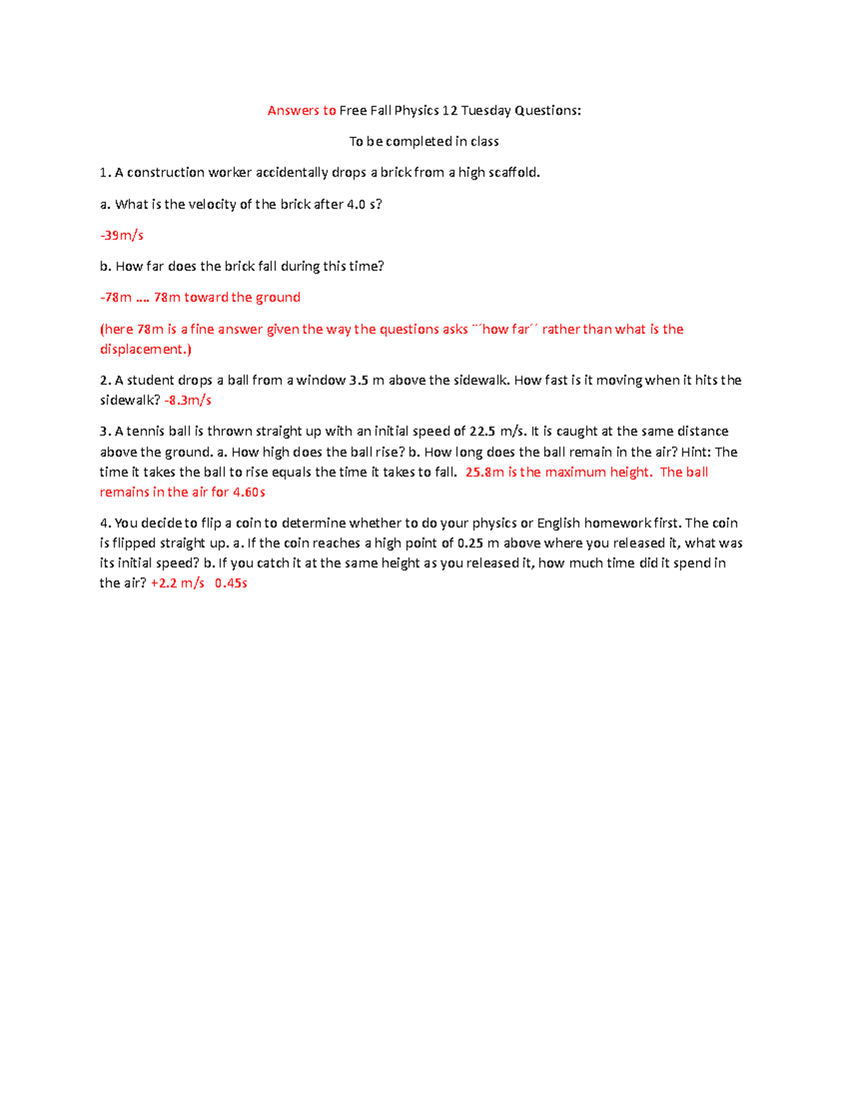 Answer key - notex - Answers to Free Fall Physics 12 Tuesday Questions ...