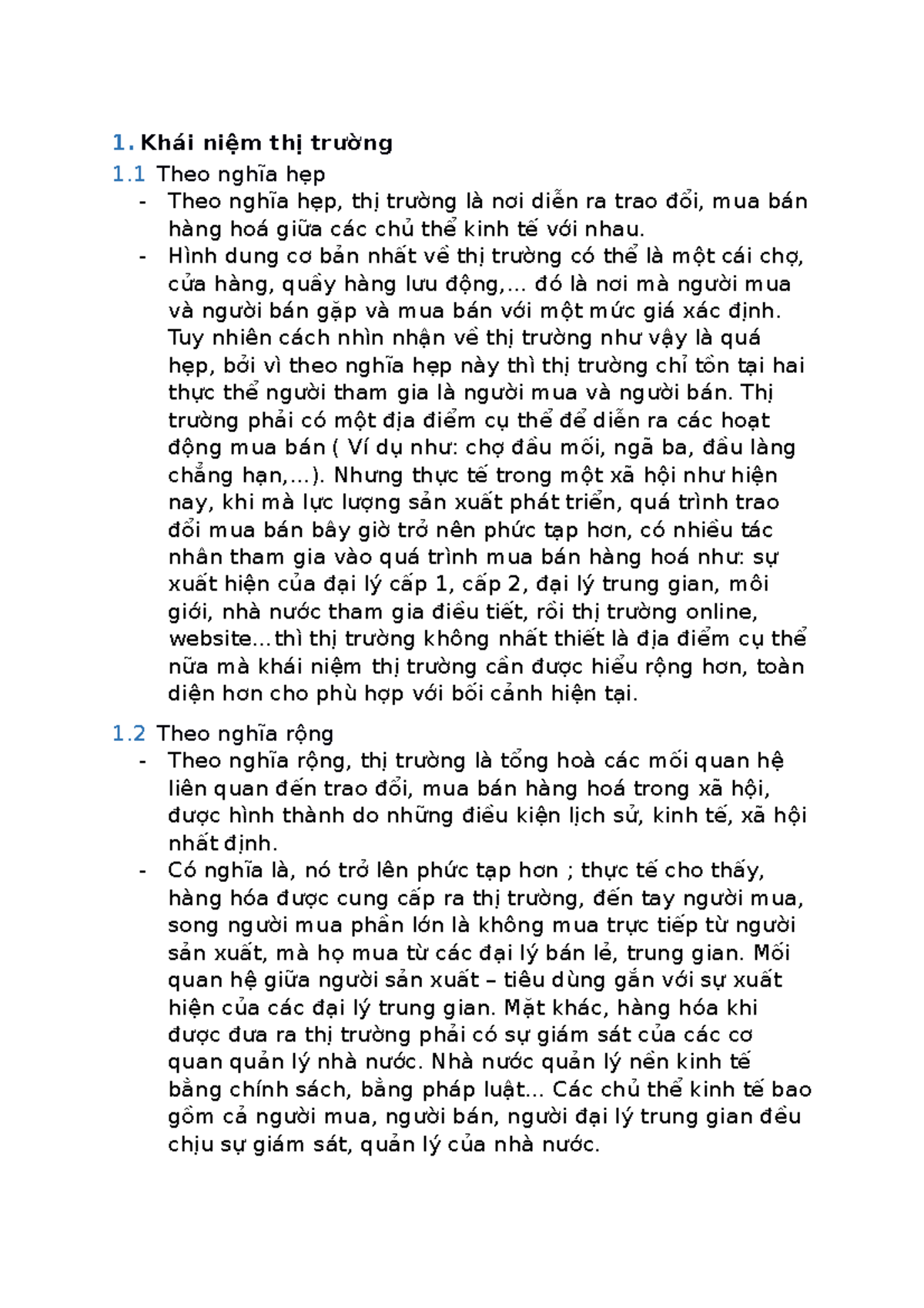 Khái niệm thị trường - jgjjj - 1ái niệm thị trường 1 Theo nghĩa hẹp ...