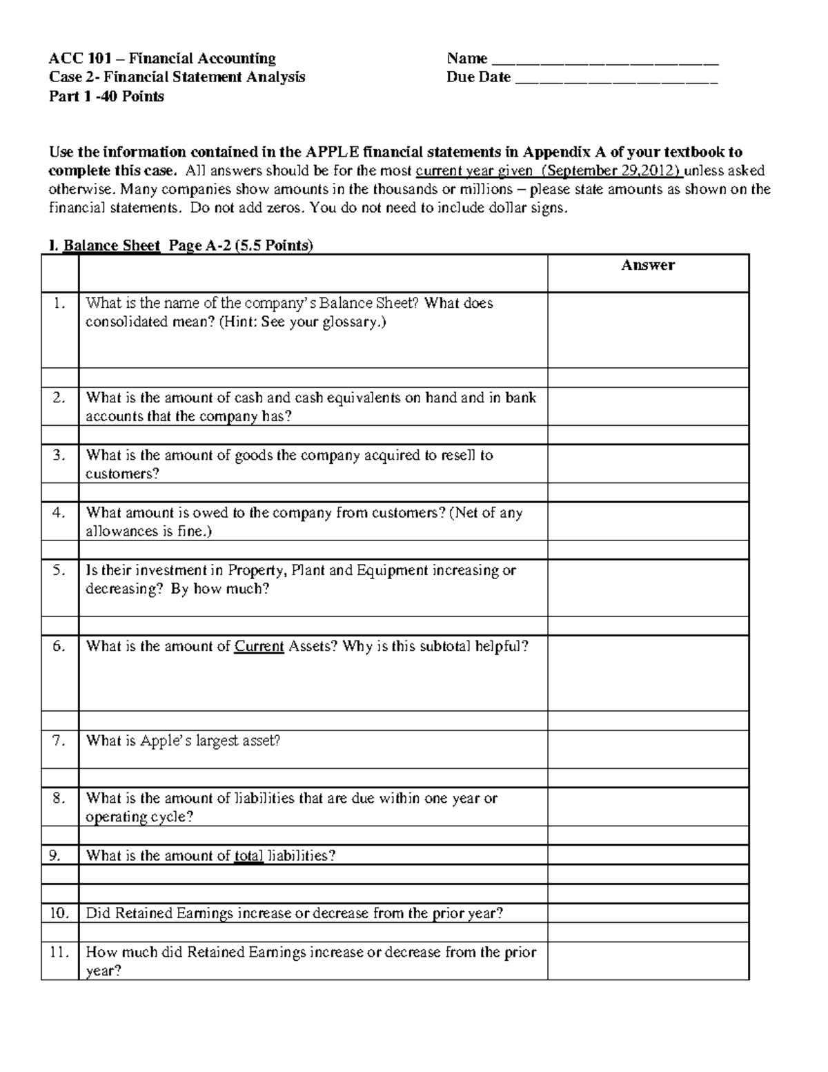 Case 2 part 1 FA17 - Case assignment - ACC 101 Financial Accounting ...