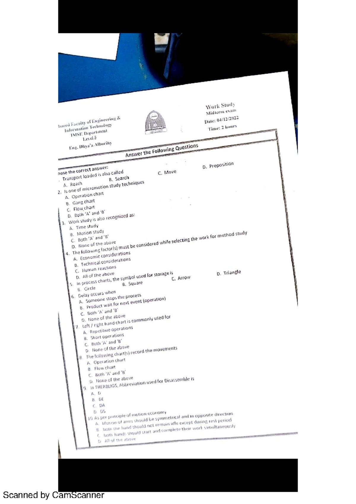 اختبار نصفي-1 - Good - Software engineering - Scanned by CamScanner Scanned by CamScanner - Studocu