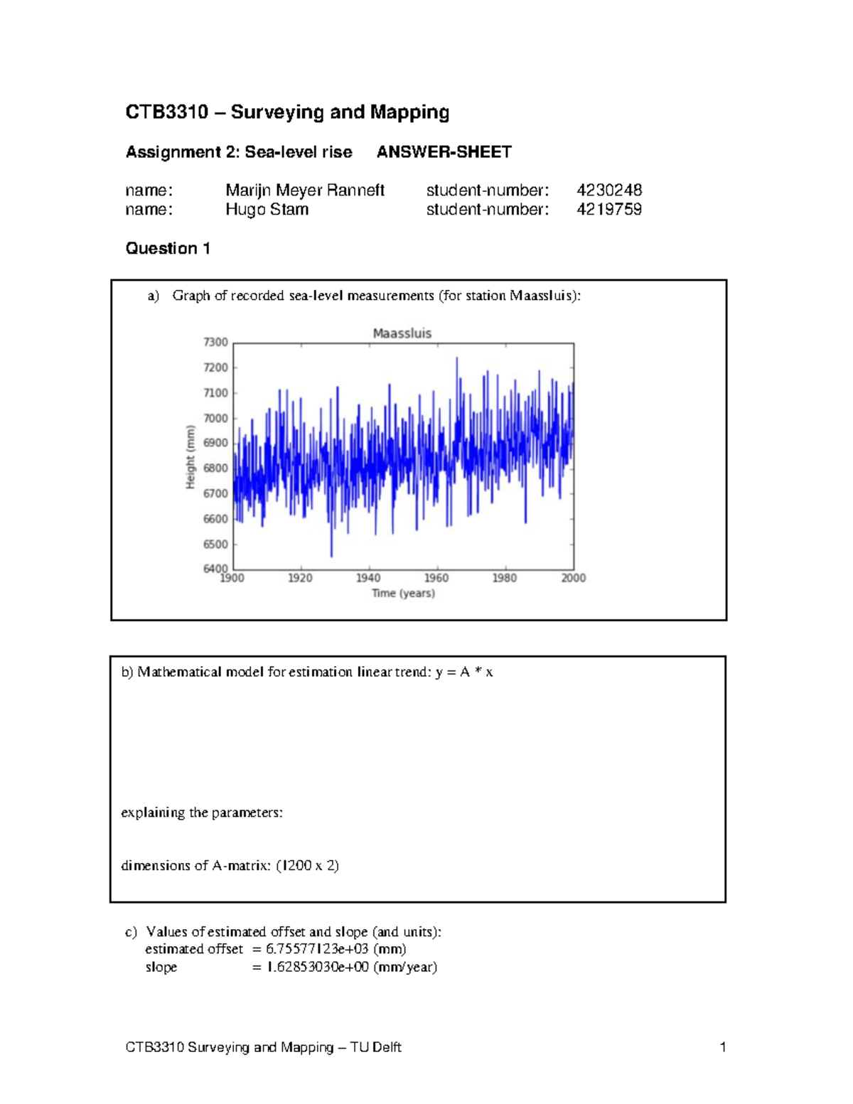Assignment 2: Sea-level rise - CTB3310 Surveying and Mapping Assignment 2: rise name: name ...