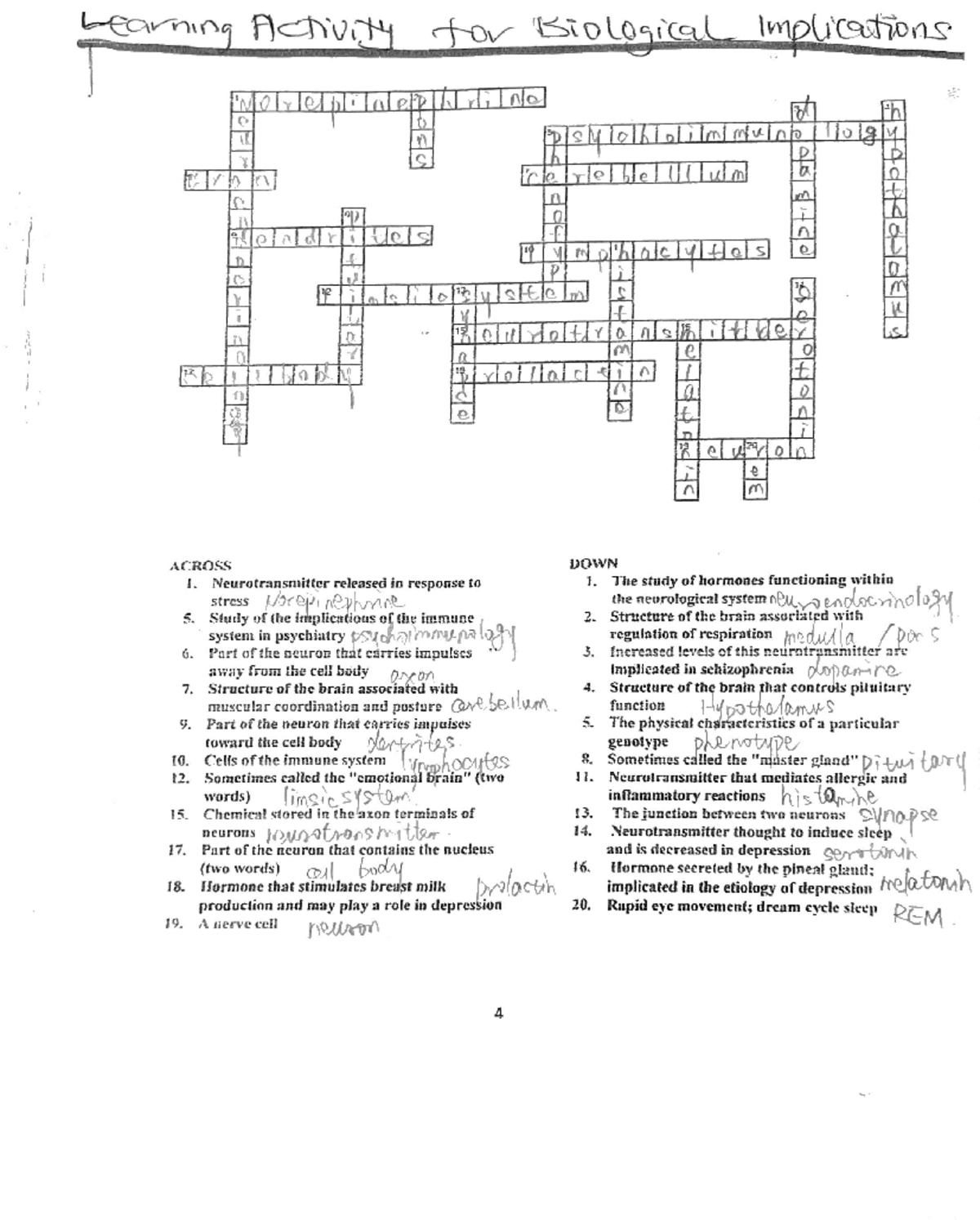 Biological Implications - NURSING 503B - Studocu