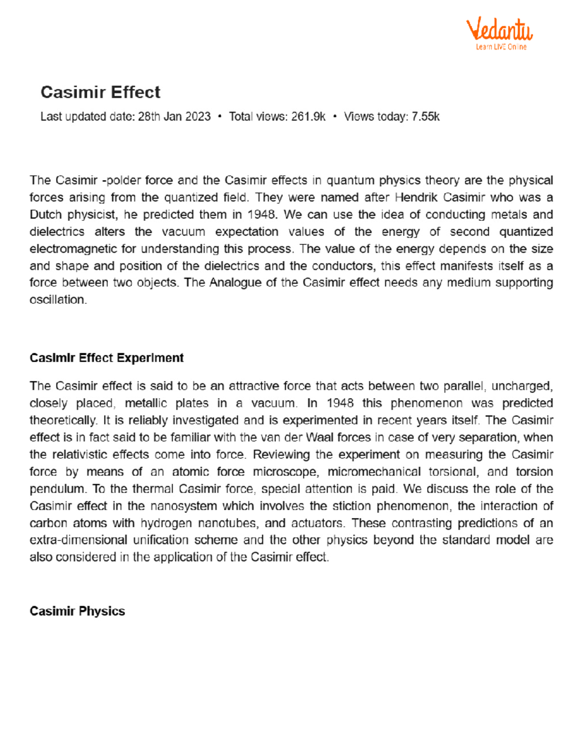 Casimir Effect - B.tech CSE - Studocu