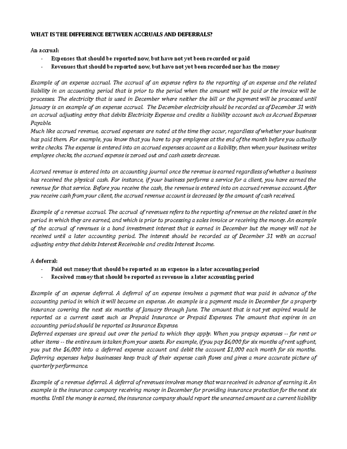 Accrual and deferral - WHAT IS THE DIFFERENCE BETWEEN ACCRUALS AND ...