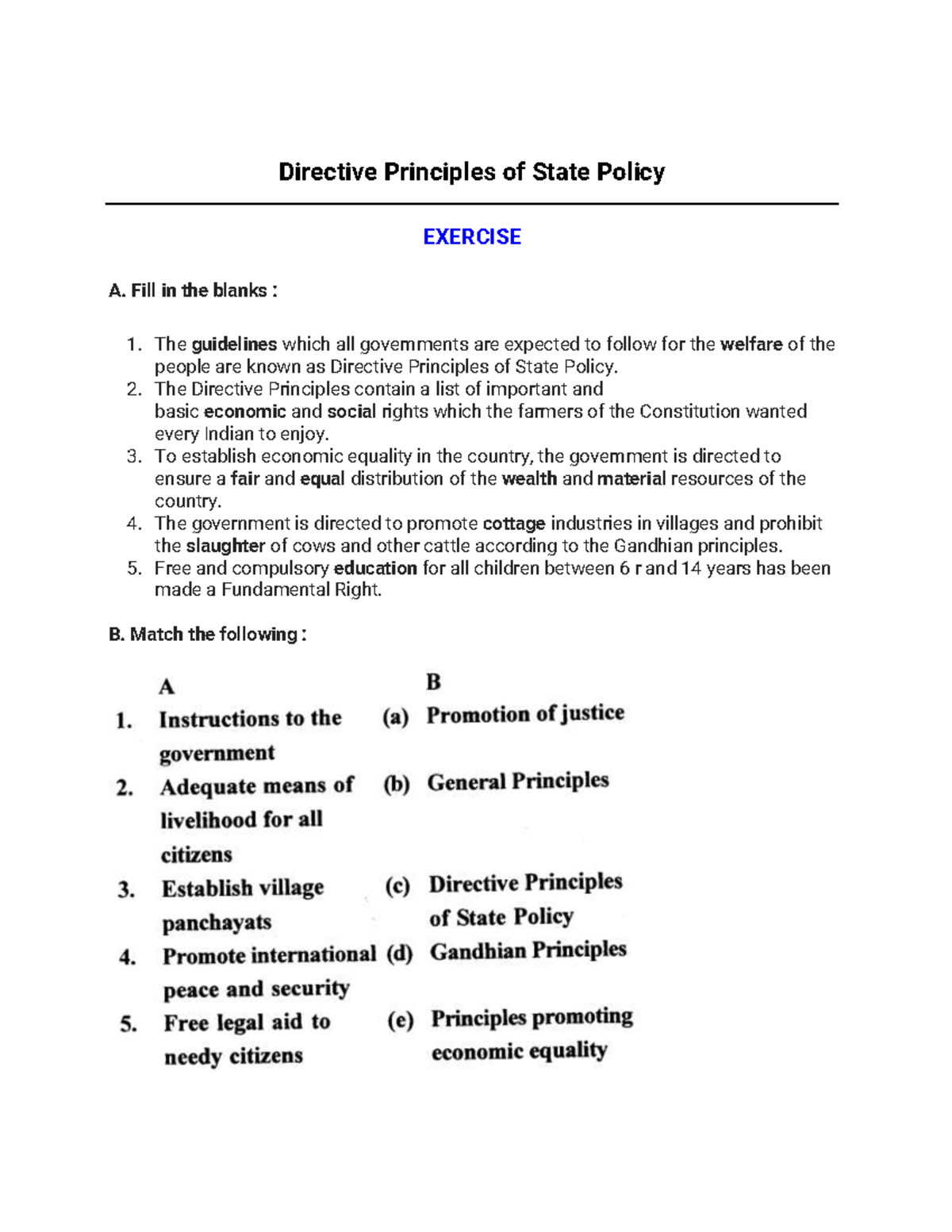 Directive Principles Of State Policy - ncertbooksolutions Directive Principles of State Policy ...