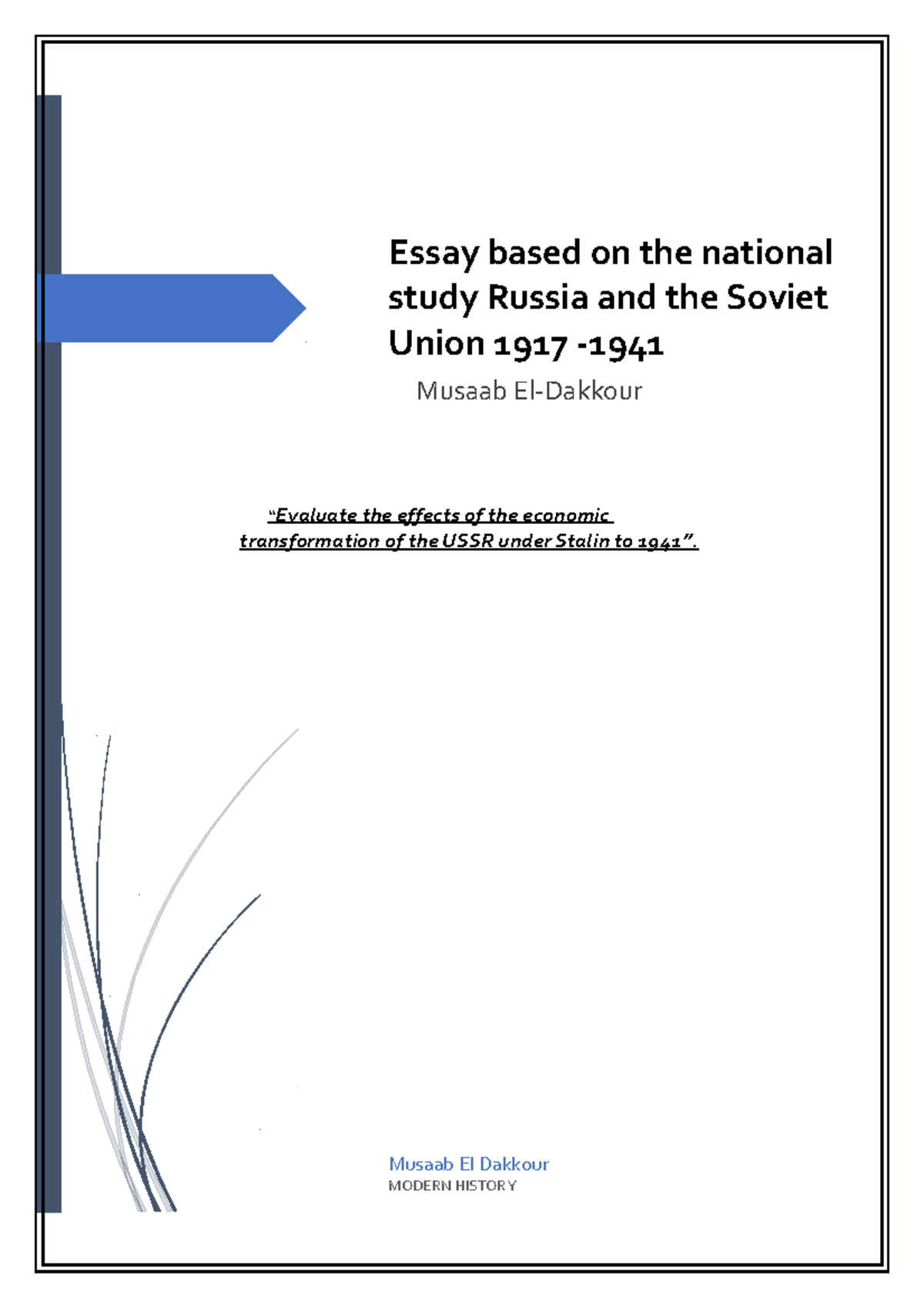 Modern History USSR Paper Finalised - Musaab El Dakkour MODERN HISTORY ...