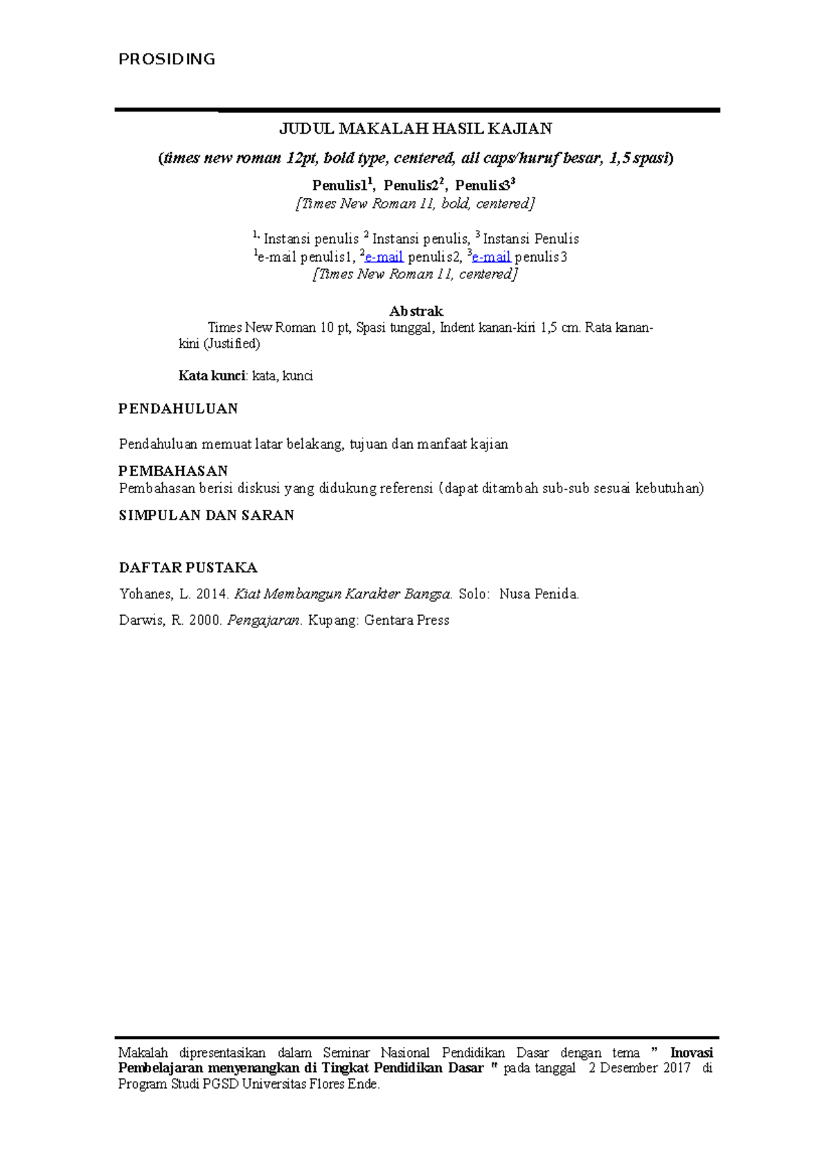 Template makalah Senada 2017 - PROSIDING JUDUL MAKALAH HASIL KAJIAN ...