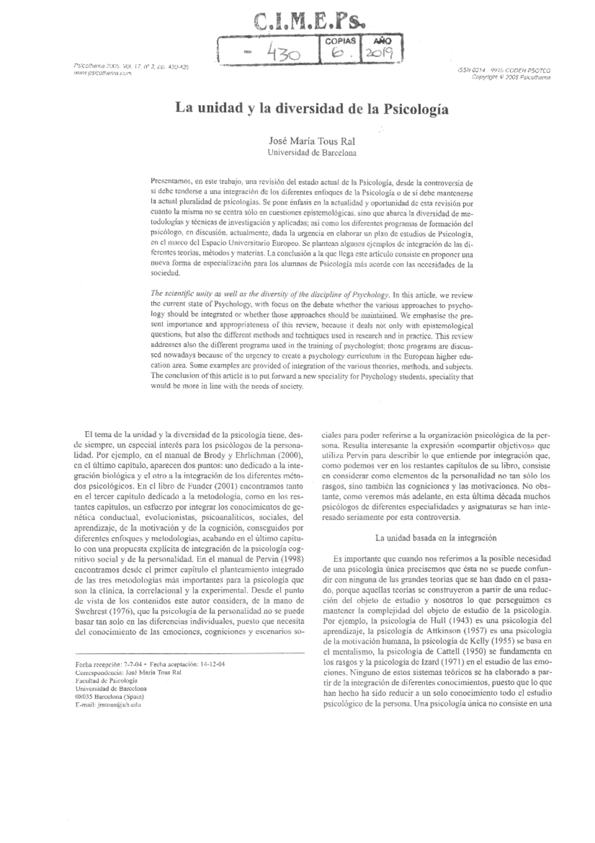 Tous Ral - texto de tous ral 1234 completo sin - Epistemología General ...