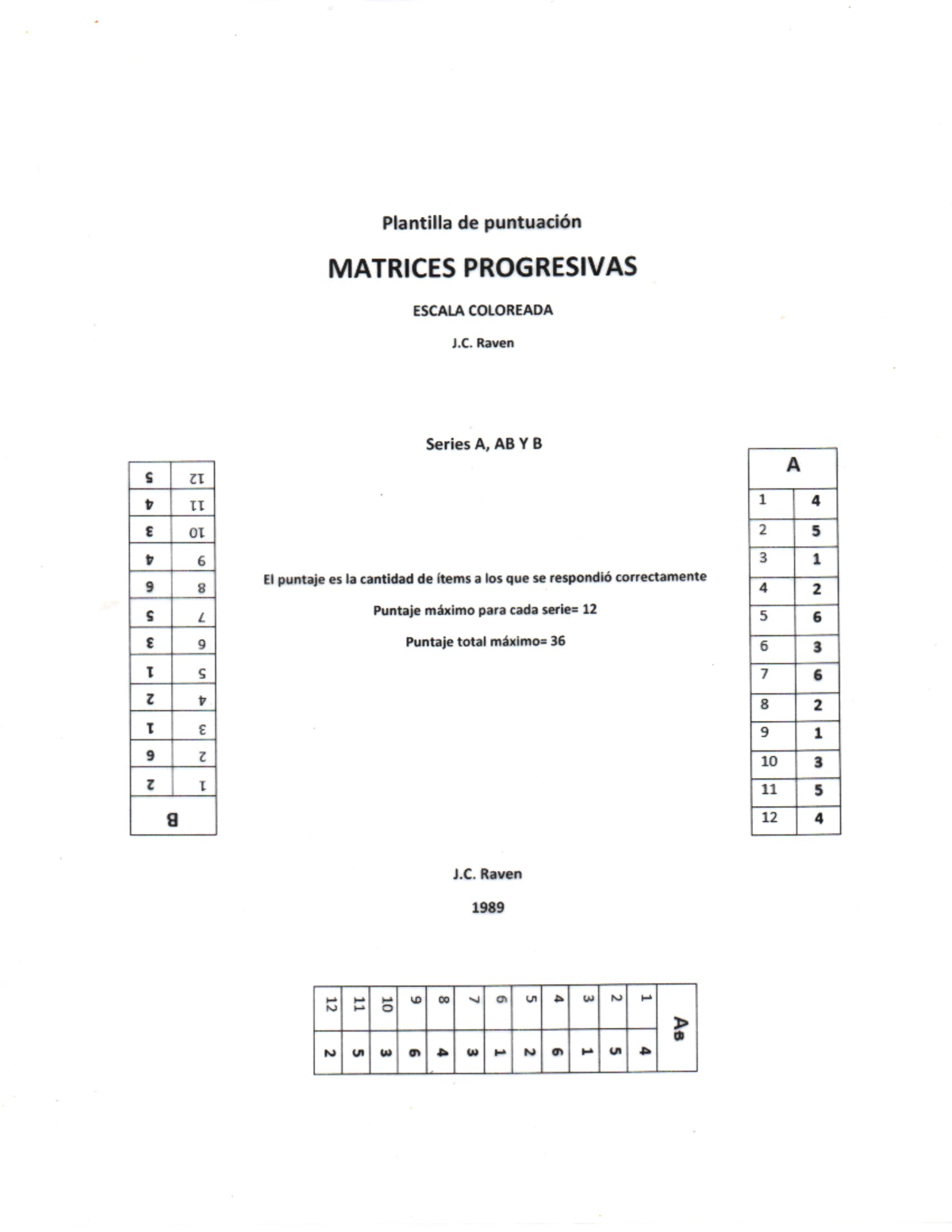 Formatos-Raven coloreado baremo Mx - Plantilla de puntuación MATRICES ...
