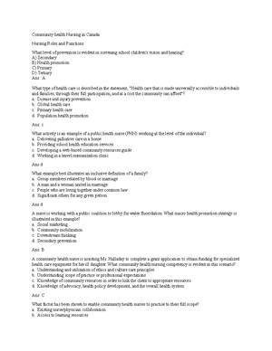Community Health Nursing Exam - Questions - Community Health Nursing ...