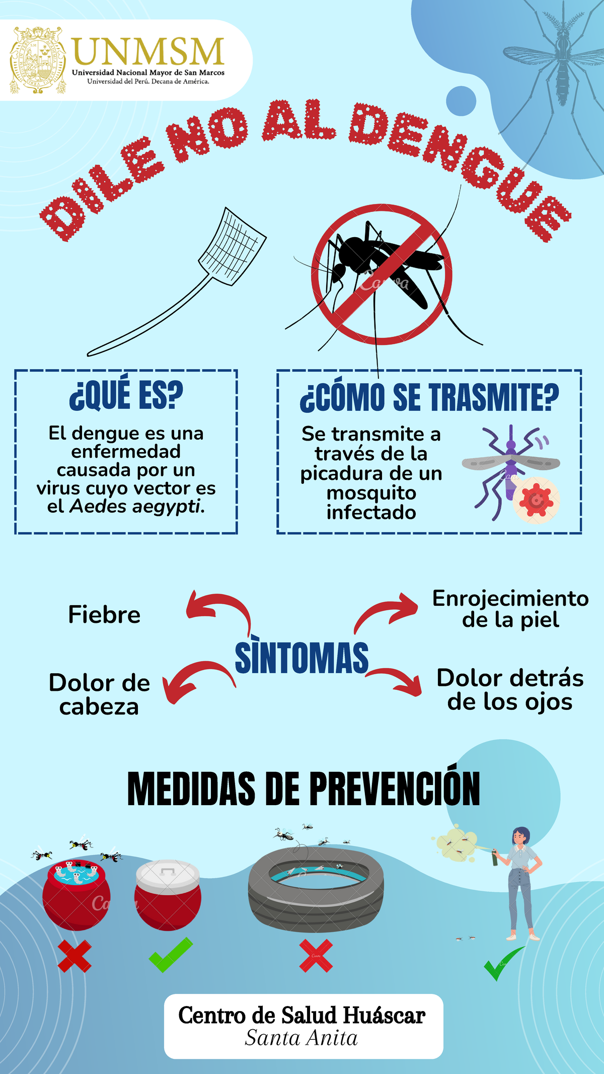 Afiche sobre el Dengue - D I L E N O A L D E N G U E ¿QUÉ ES? ¿CÓMO SE TRASMITE? MEDIDAS DE ...