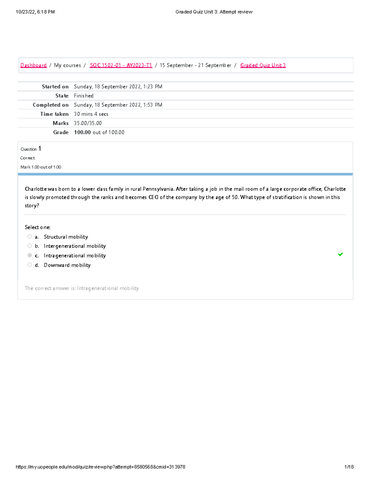 Graded Quiz Unit 3 Attempt review - Started on Sunday, 18 September ...