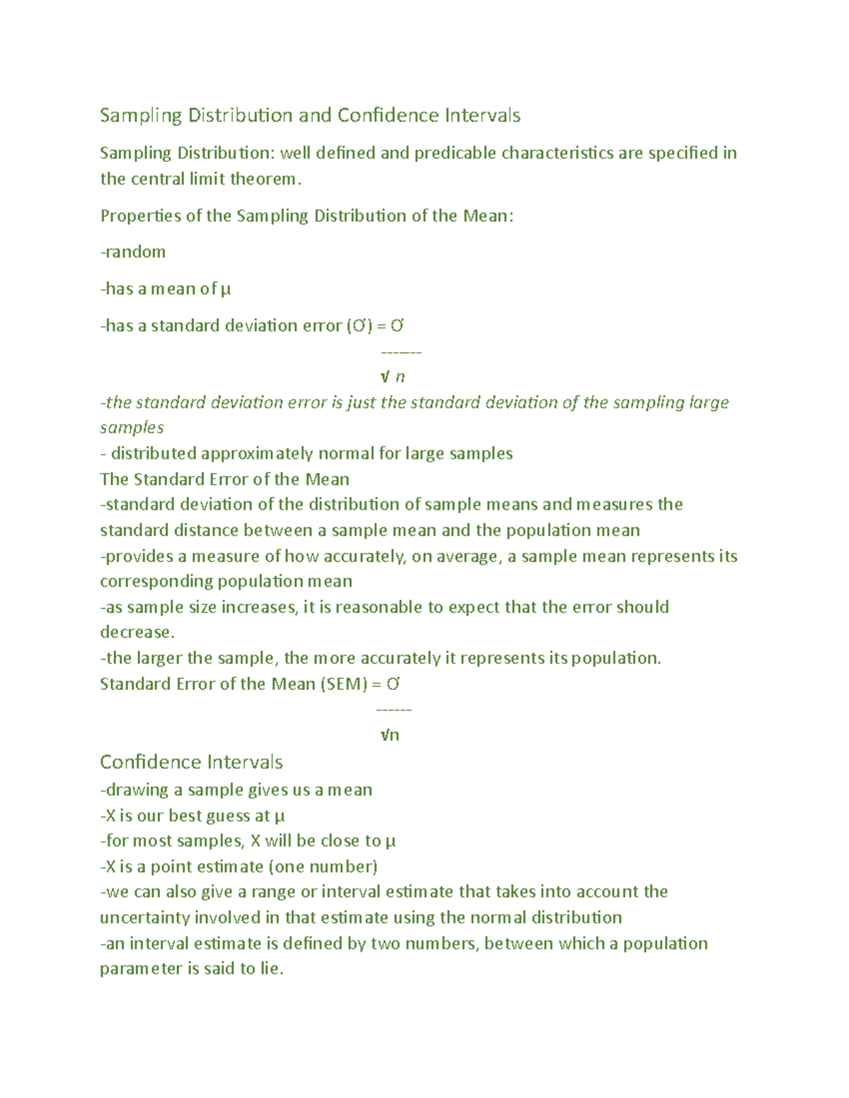 Sampling Distribution and Confidence Intervals - Properties of the ...