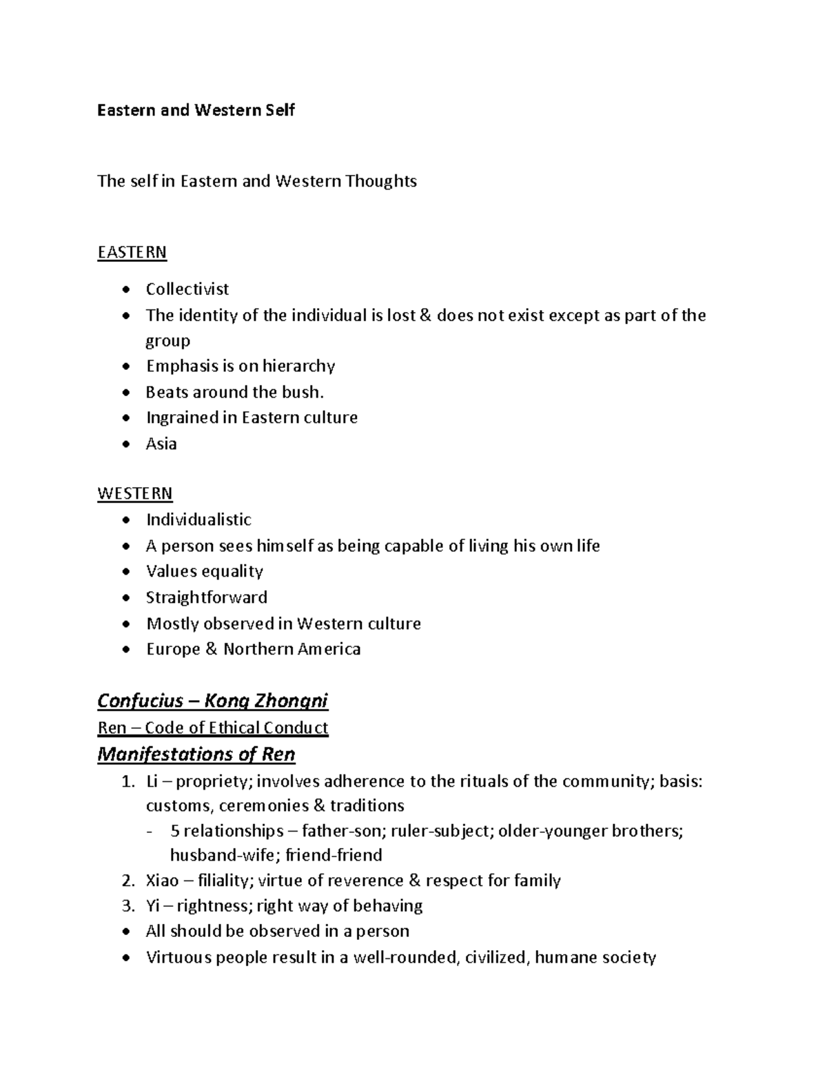 Eastern AND Western SELF - Eastern and Western Self The self in Eastern ...