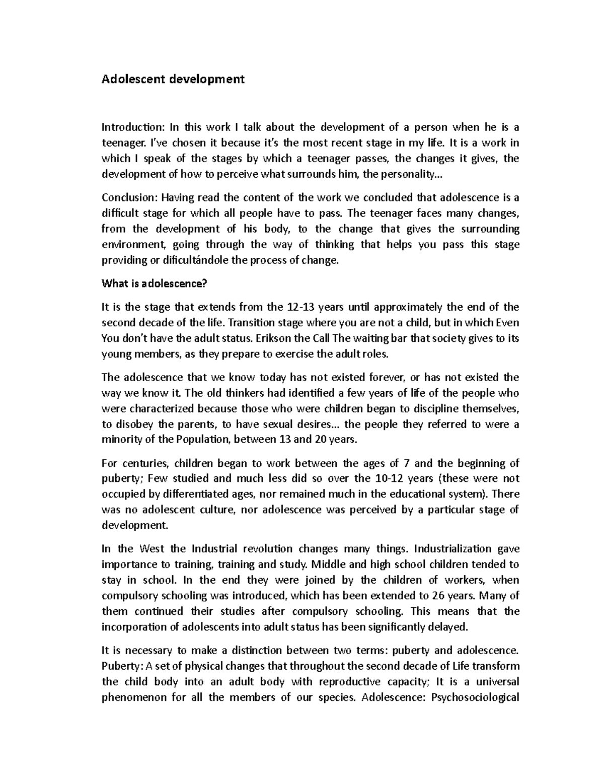 Adolescent development - Adolescent development Introduction: In this ...