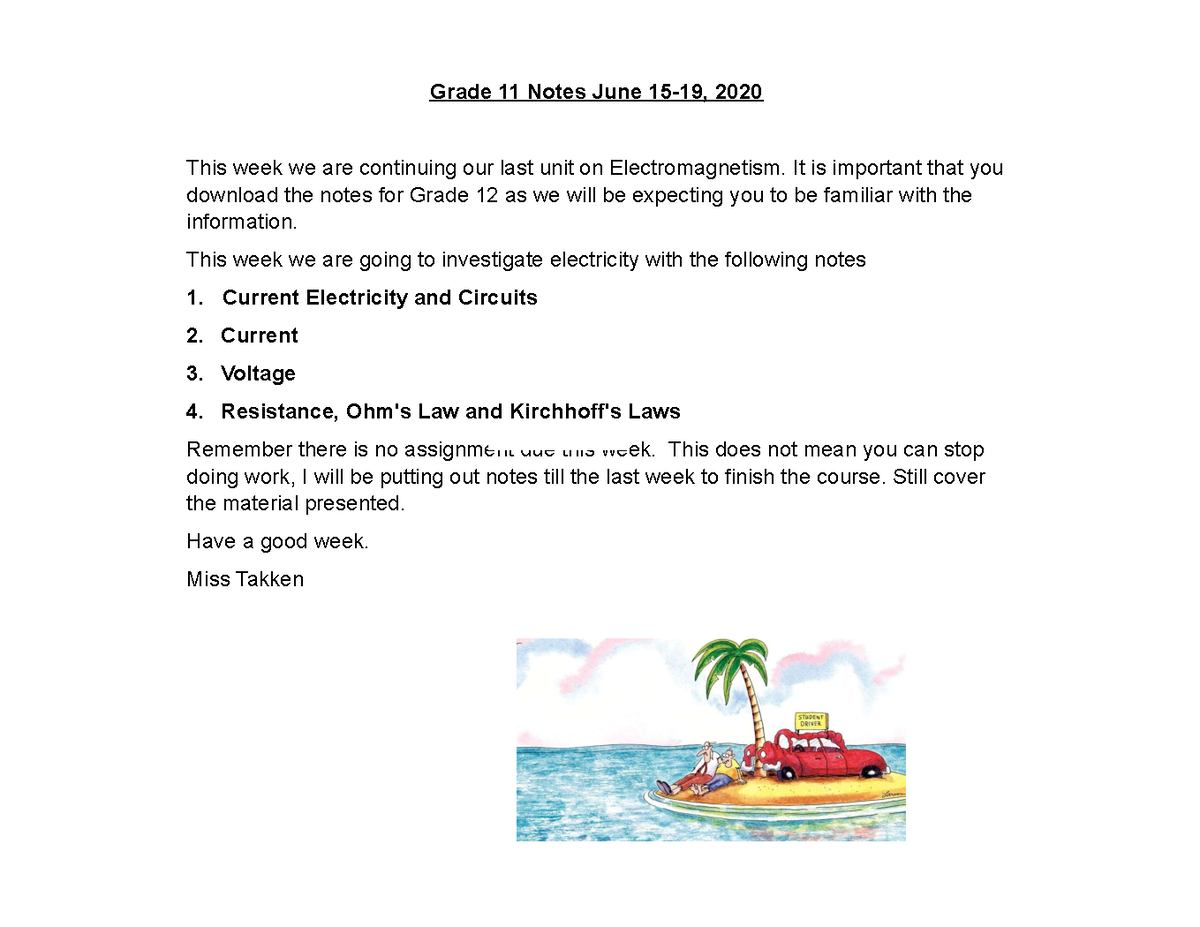 Grade 11 notes june 15-192020 - Grade 11 Notes June 15 - 19 , 2020 This ...