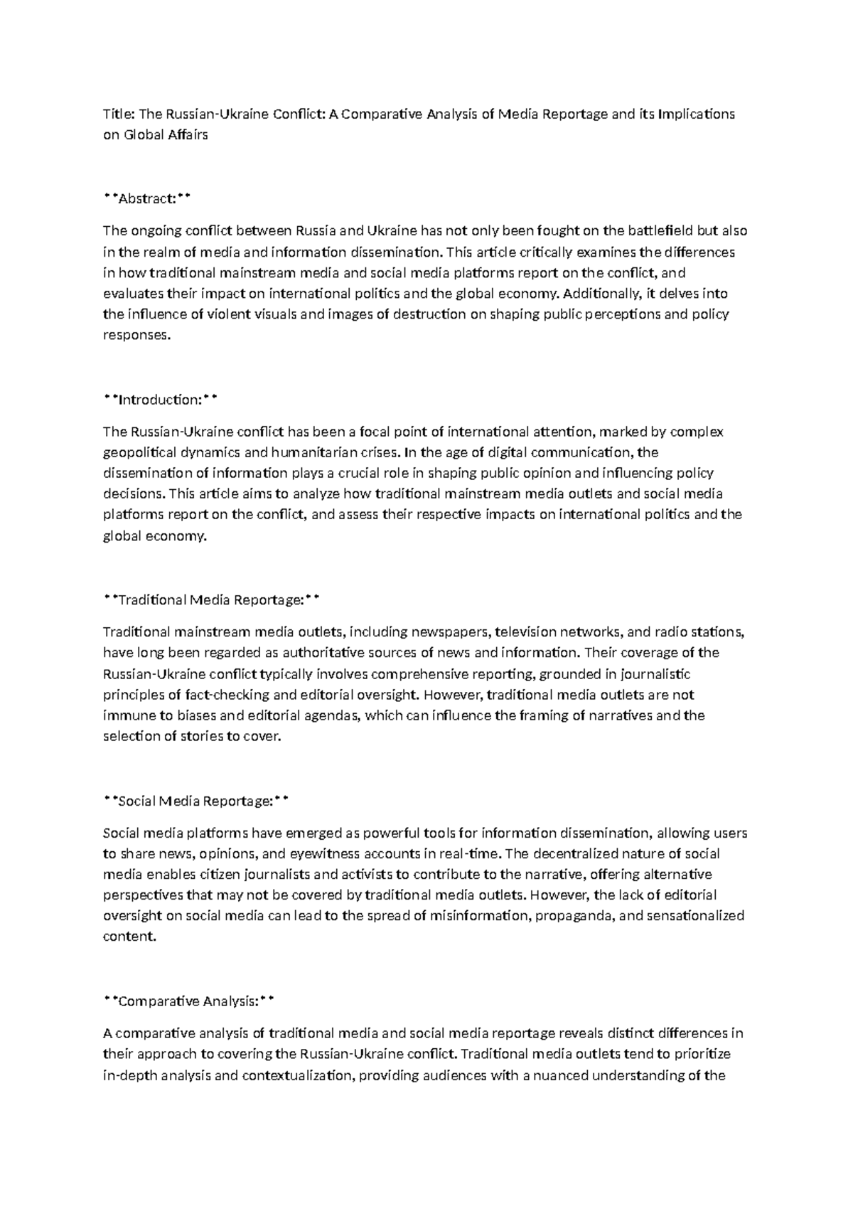 How traditional and modern media are different in war reportage - Title ...