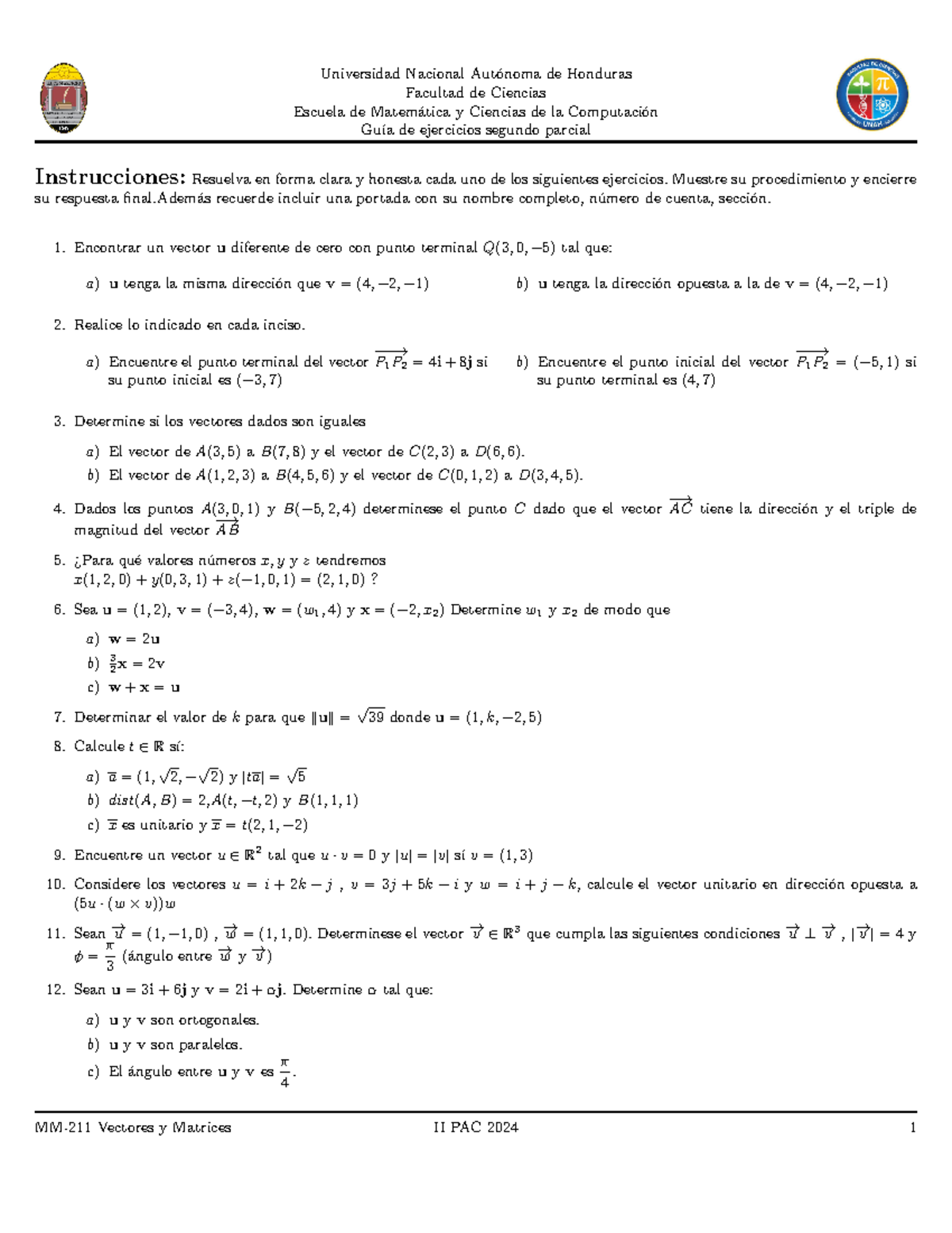G2 MM211 2P 2024 - Guia de ejercicios de practica - Facultad de Ciencias Escuela de Matem ́atica ...