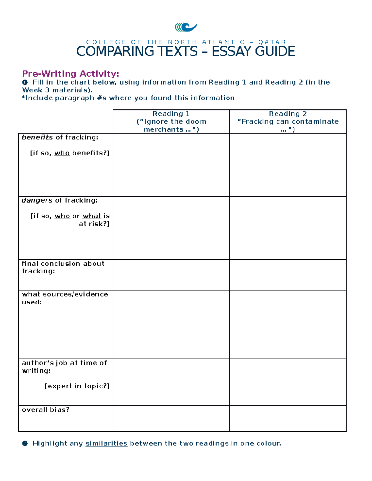 Comparing Texts Assignment Guide S21 - COMPARING TEXTS – ESSAY GUIDE ...