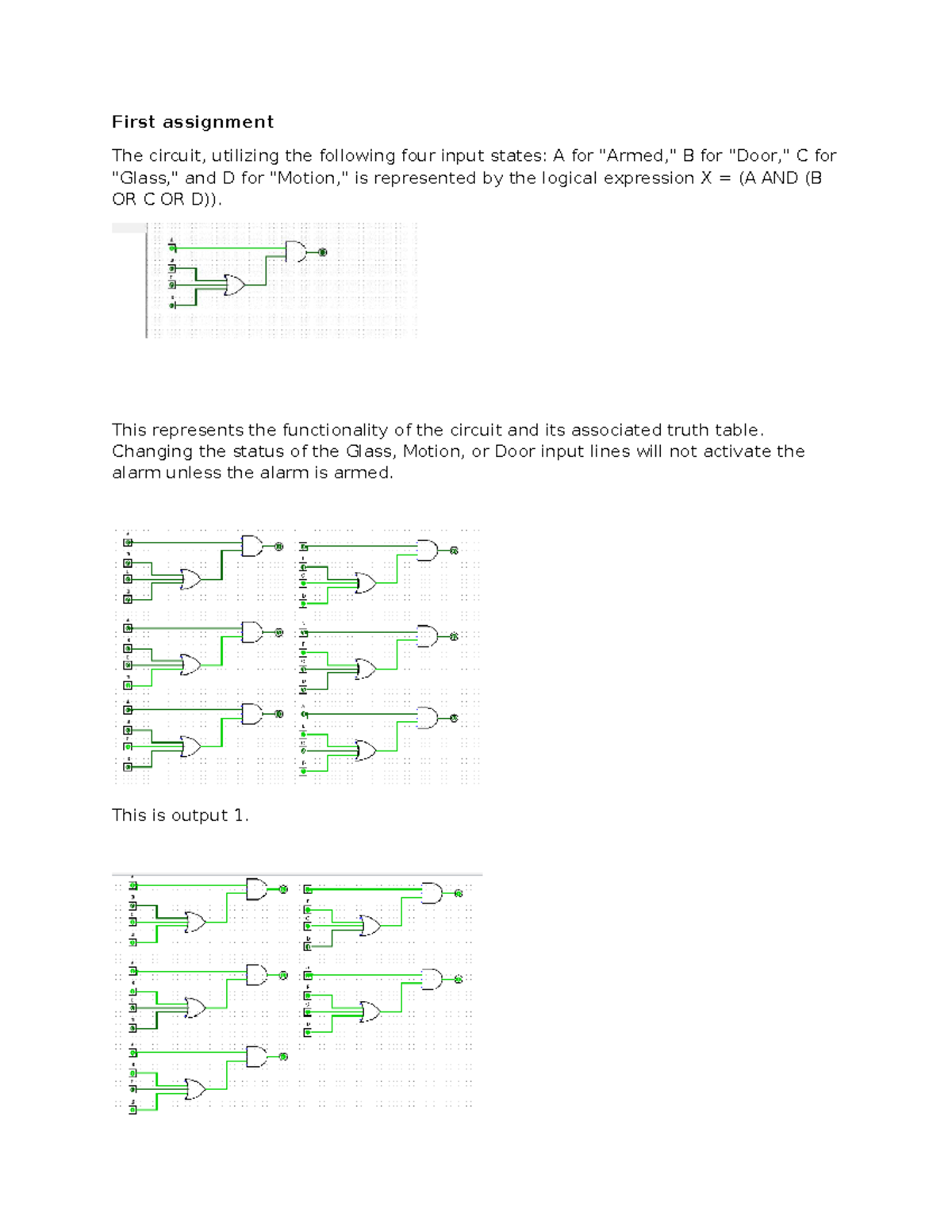 Programming assignment unit 2; Computer systems - First assignment The circuit, utilizing the ...