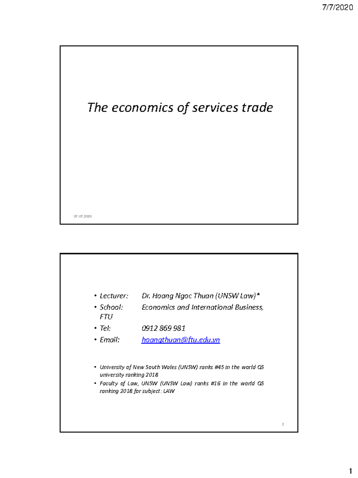 Handouts-Trade-in-Services Economics - 07. The economics of services ...